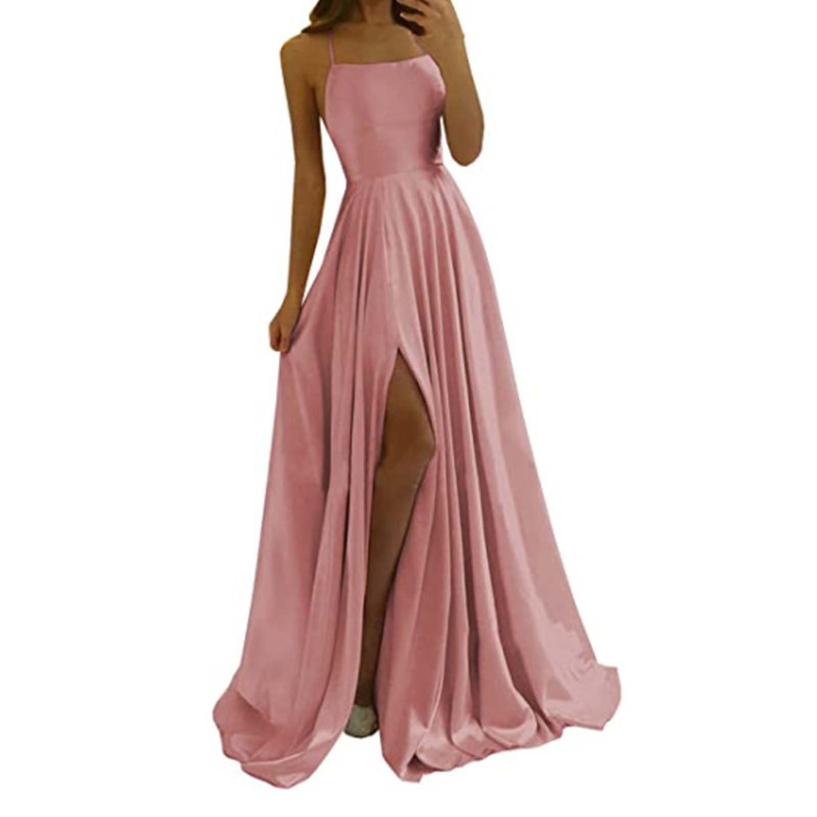 QYZEU Dress for Women 2024 Formal Long Dress Solid Color Evening Dress ...