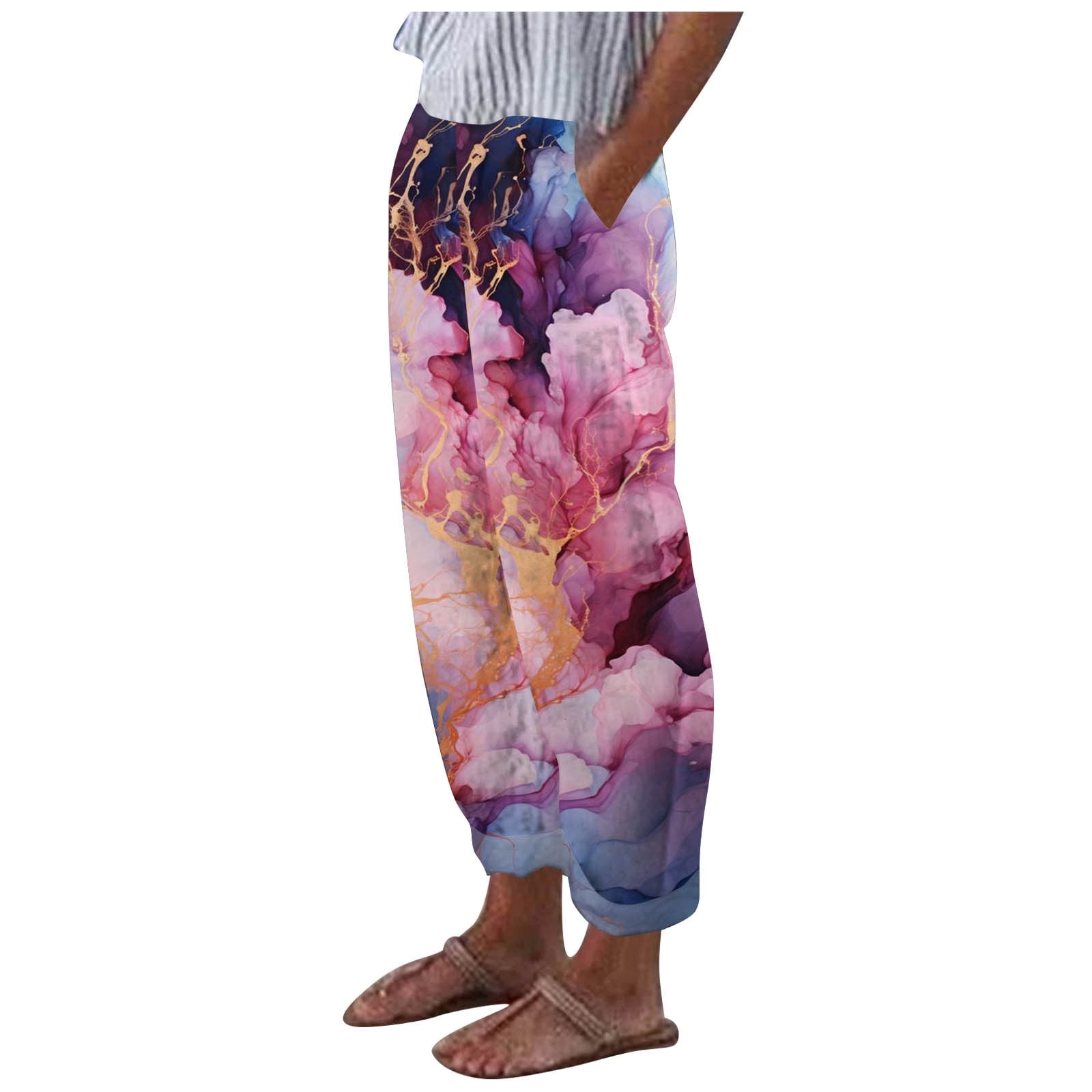 QYZEU Lounge Pants Women Petite Loose Fit Pants Elastic Waist Fashion ...