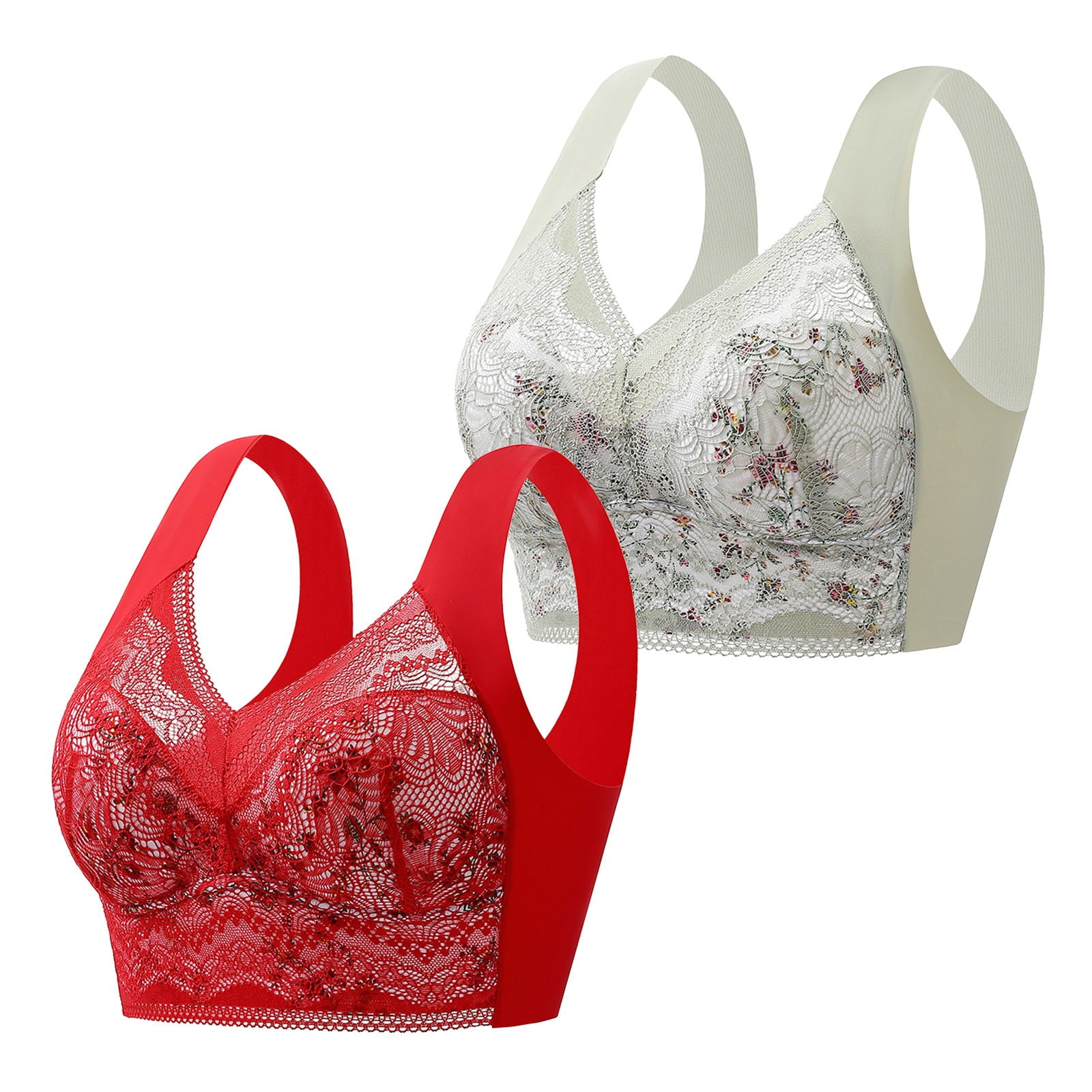 QYZEU Sleep Bras for Women Wireless Breathable Sports Bras 2PC Thin ...