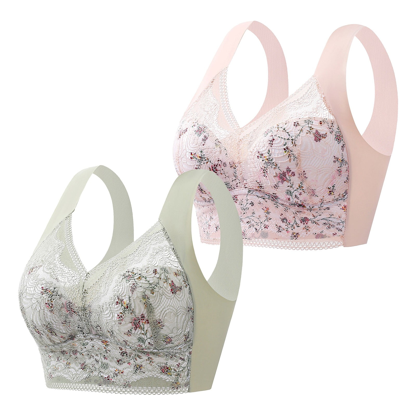 QYZEU Sleep Bras for Women Wireless Breathable Sports Bras 2PC Thin ...