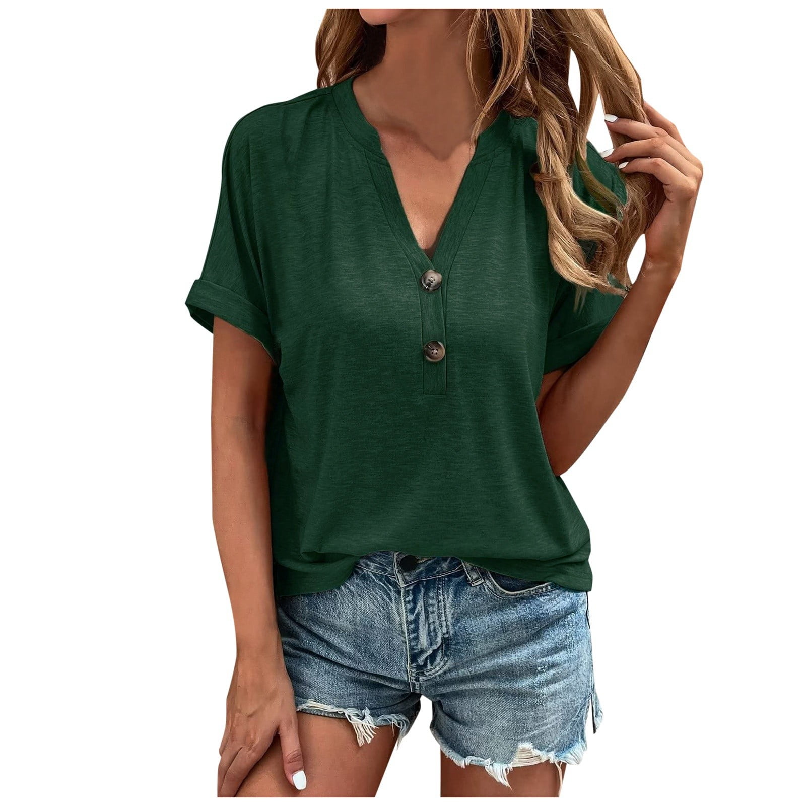 QYZEU Spring Tops for Women 2024 Plus Size Short Sleeve Elegant Shirt ...