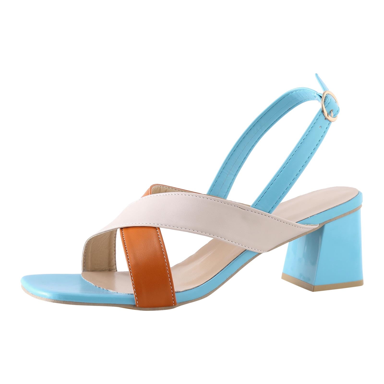 QYZEU Women Sandles Low Heel Open Toe Sandals Square Heel Large Size ...