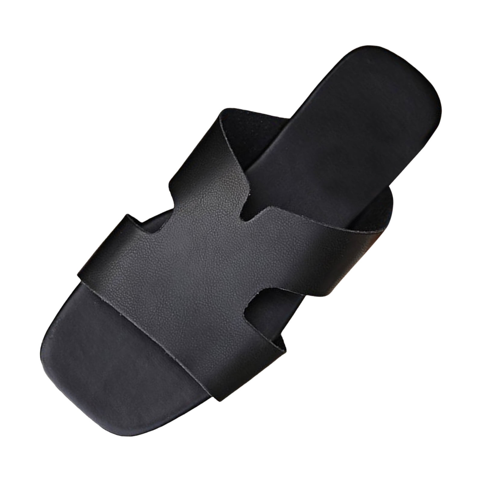 QYZEU Women Sandles Open Toe Solid Leather Slipper Daily Models Flat ...