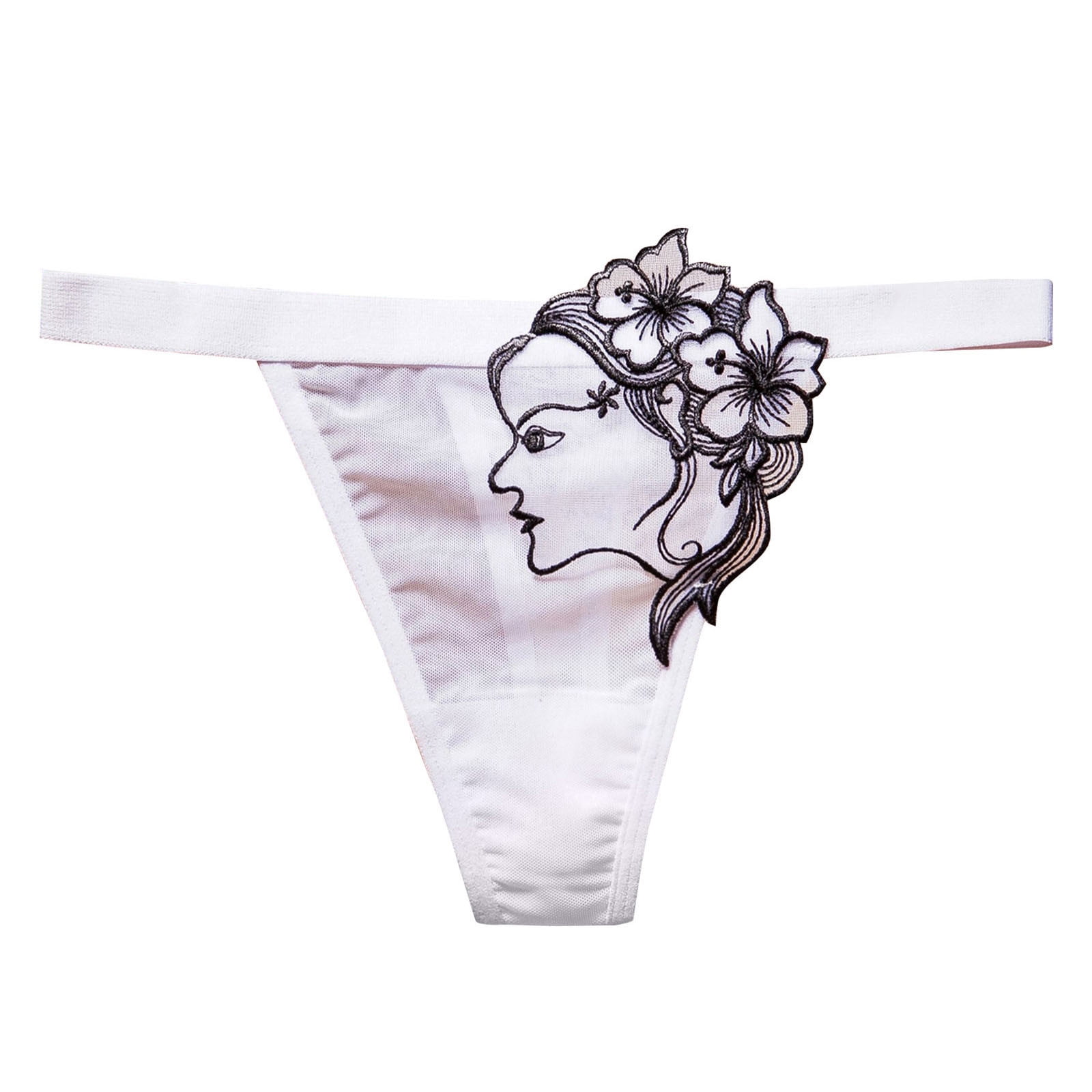 QYZEU Womens Panties Embroidery Lace Thongs Lace Waist Bikini G String ...