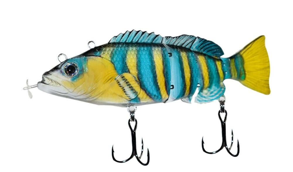 QZ Rechargeable multi-section fish green LED light-emitting simulation hard bait swimming bait ...