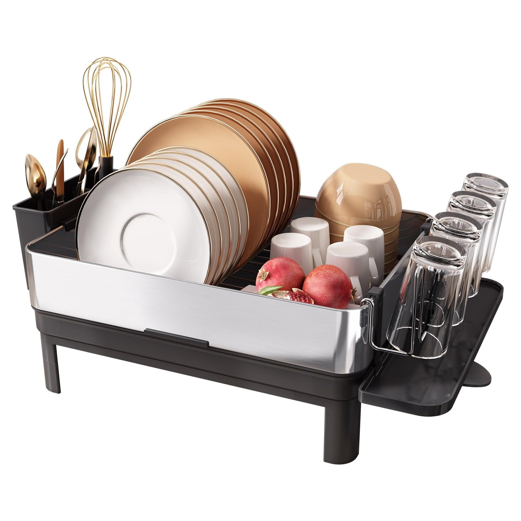 QZ Stainless Steel Dish Drying Rack, Full Size Dish Drainer with ...