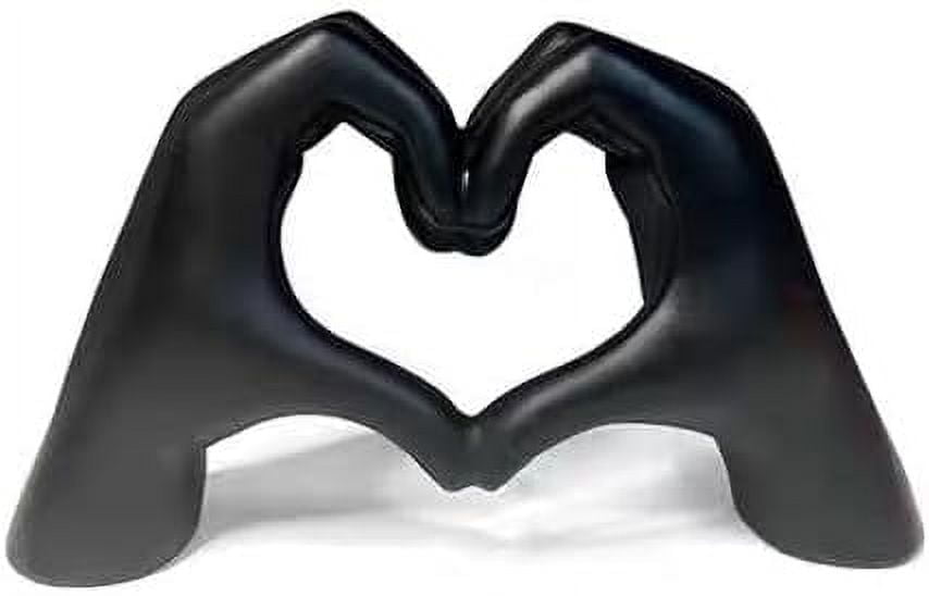 QZB Black Heart Hands Statue - Love Finger Sculptures for Modern ...