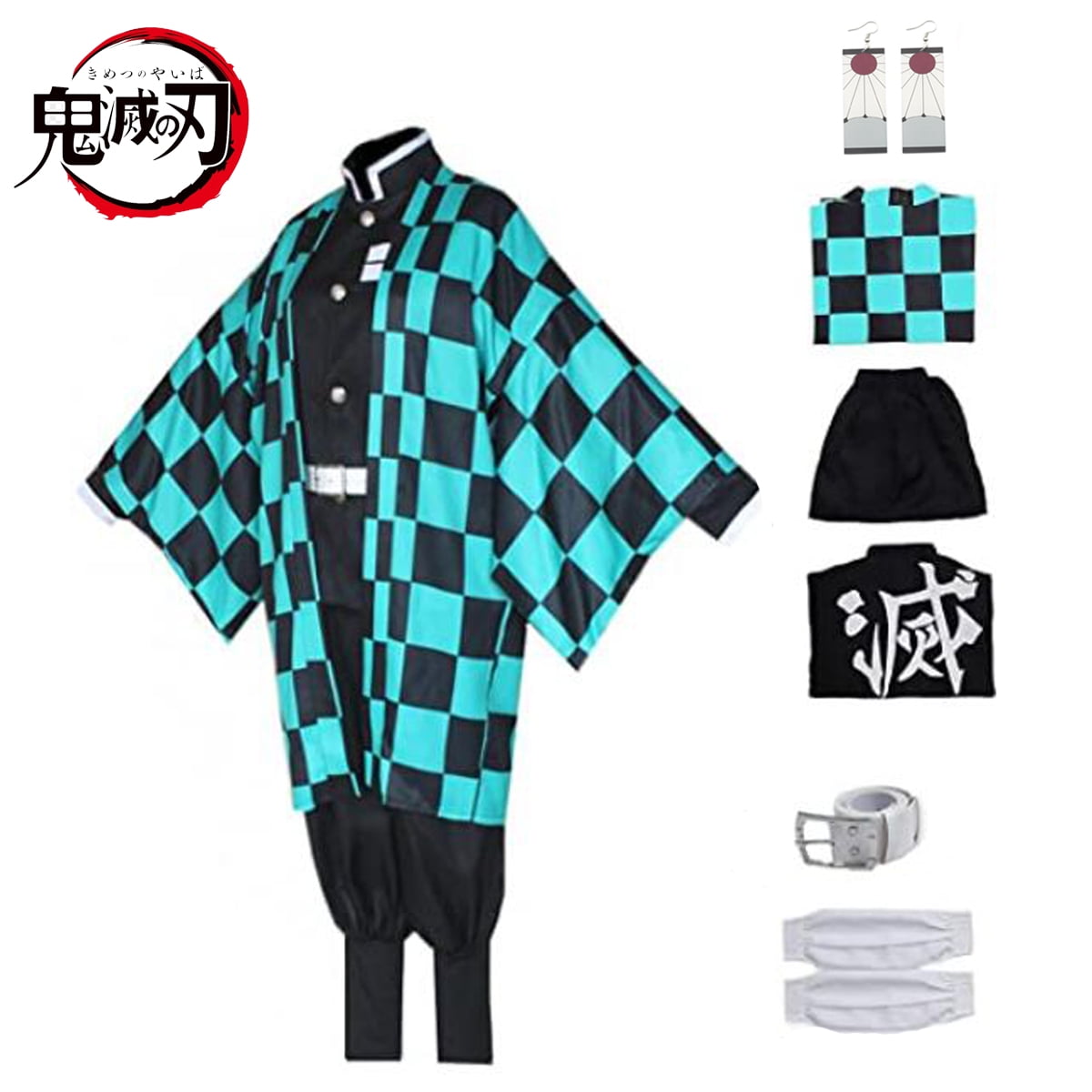 QZBON Tanjiro Kamado Cosplay Costume Kimono with earring - Walmart.com