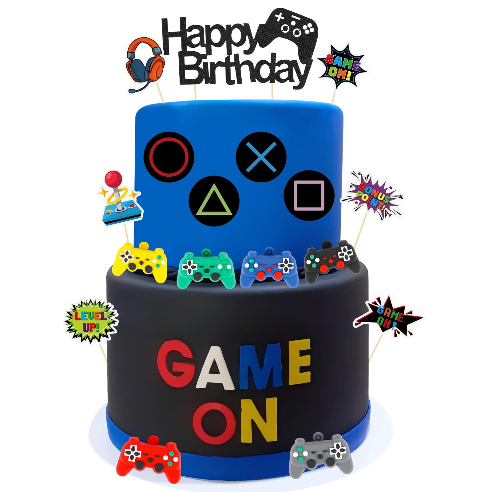 QZCPGP 17 Pcs Video Game Cake TVS1 Topper Cake Decoration Game Theme ...