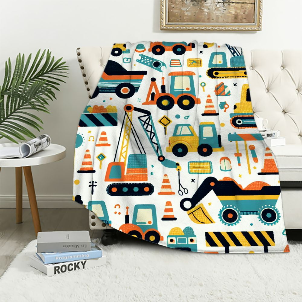 QZHH Construction Truck Blanket Excavator Plush Throw Blanket Soft ...