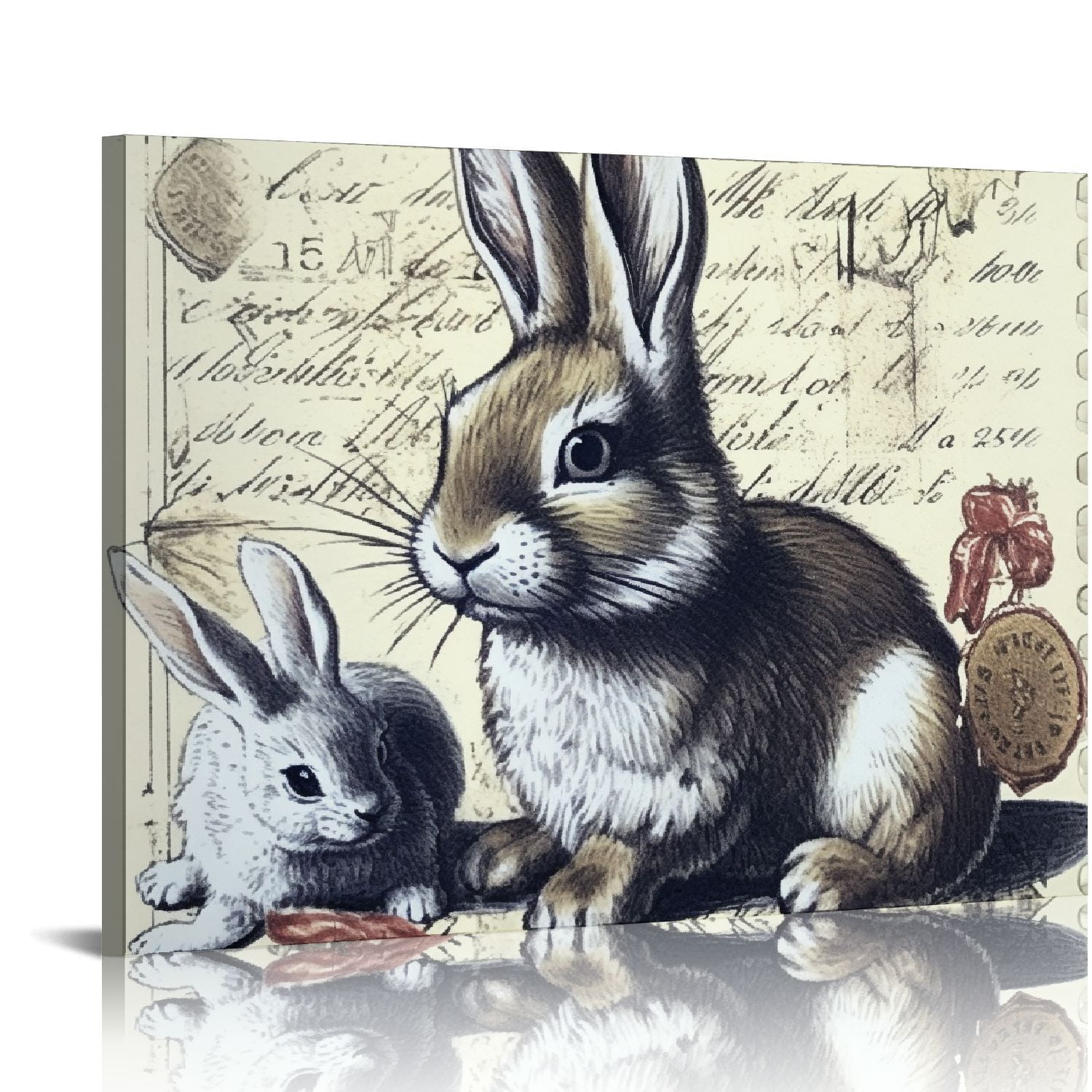 QZHH Primitive Rabbit Wall Art,Rustic Easter Decor,Vintage Rabbit Sign ...