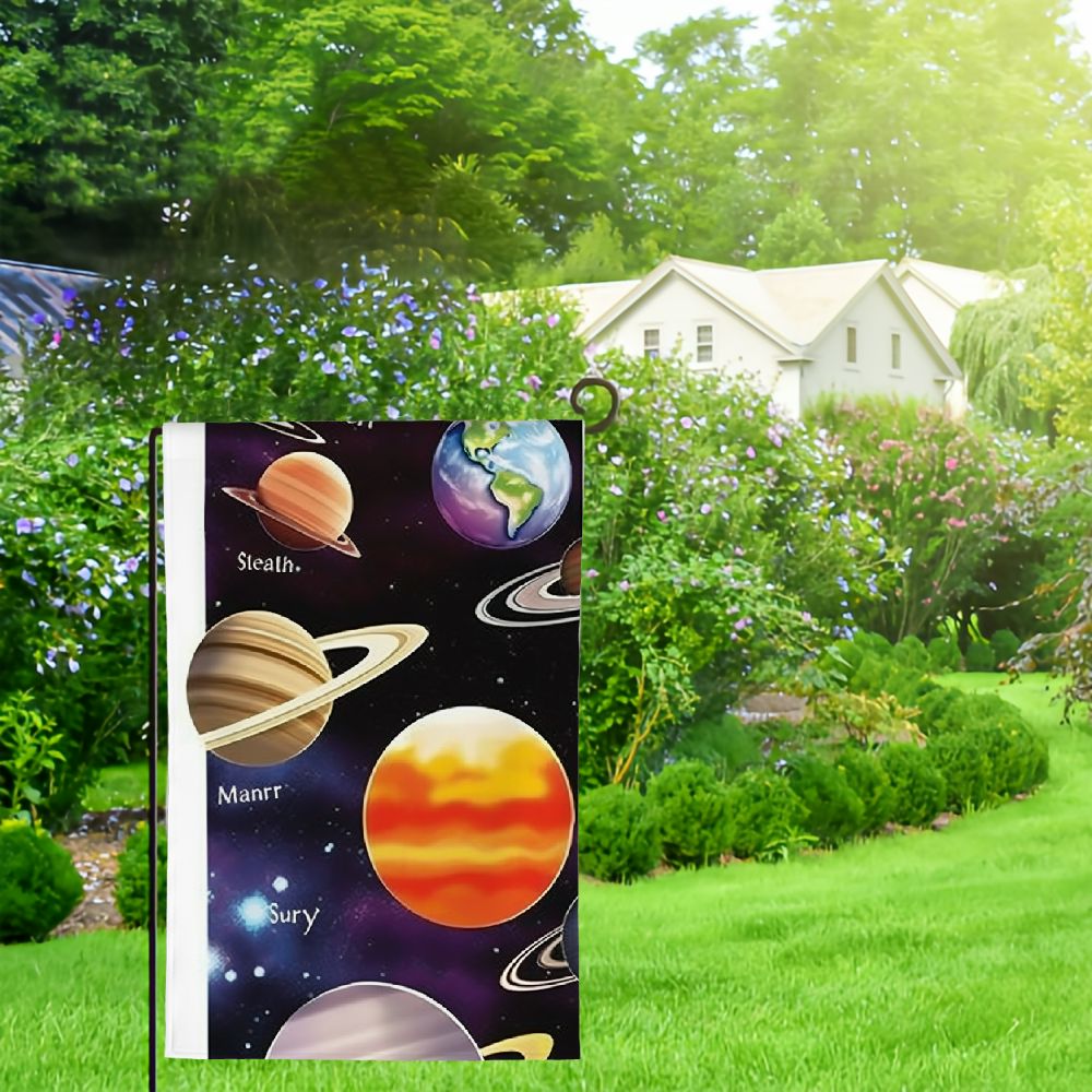 QZHH Solar System Planets Space Art Garden Flag Burlap Double Sided ...