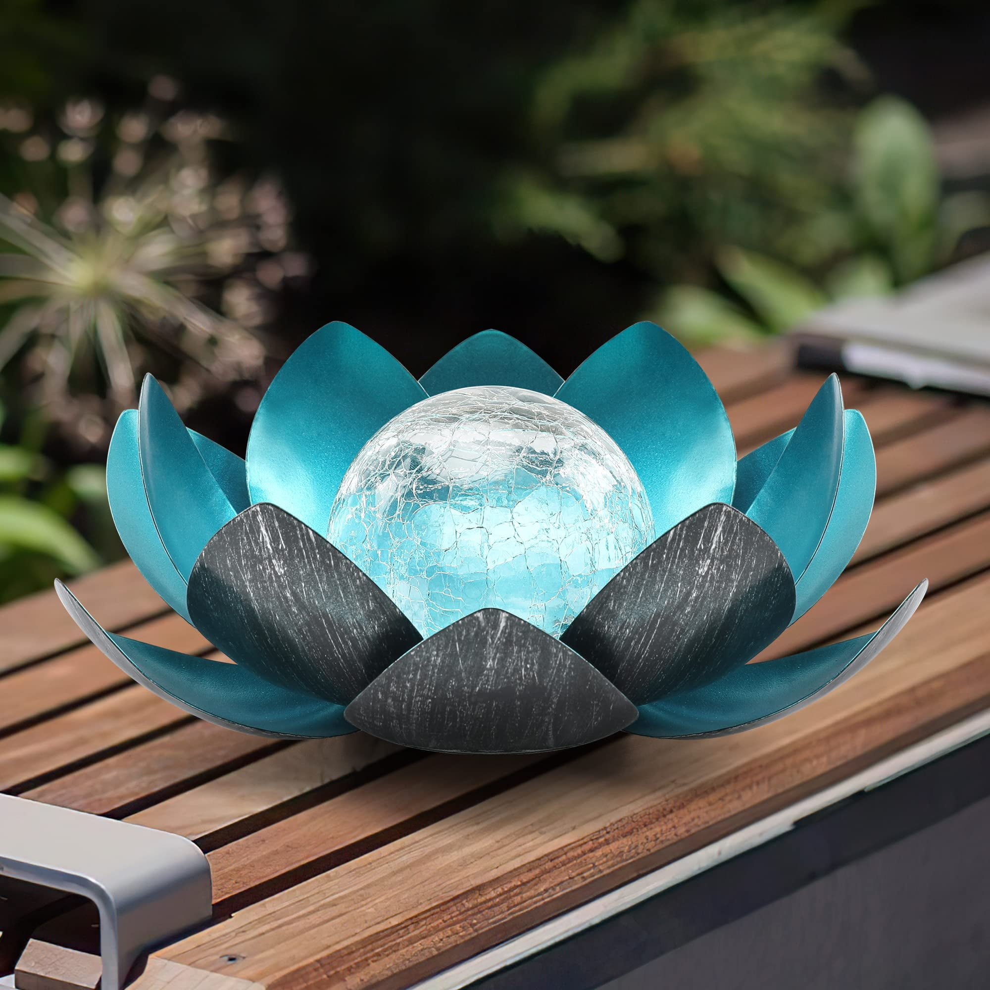 QZHP Lotus Solar Lights Outdoor,Solar LED Powered Garden Light ...