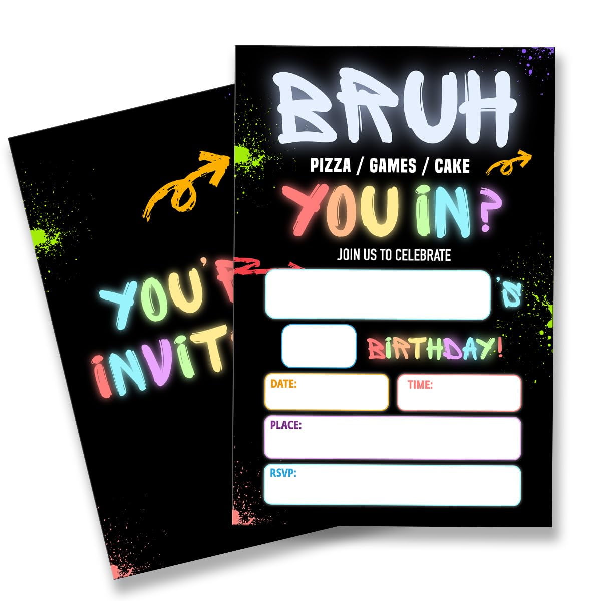 QZJ Boy Games Birthday Party Invitation Supplies with Envelopes Set of ...