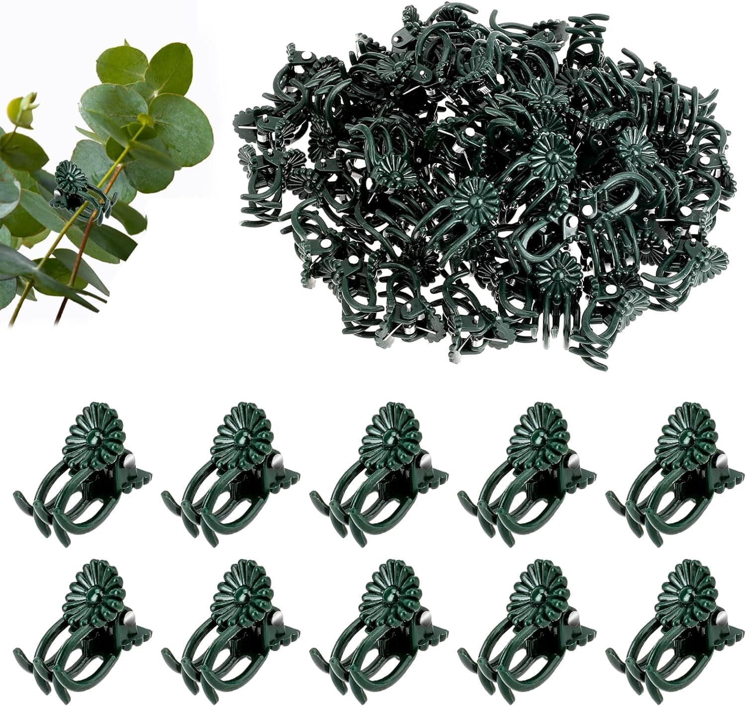QZLGJL 100 Pcs Green Plant Clips for Climbing Plants, Orchid Support ...