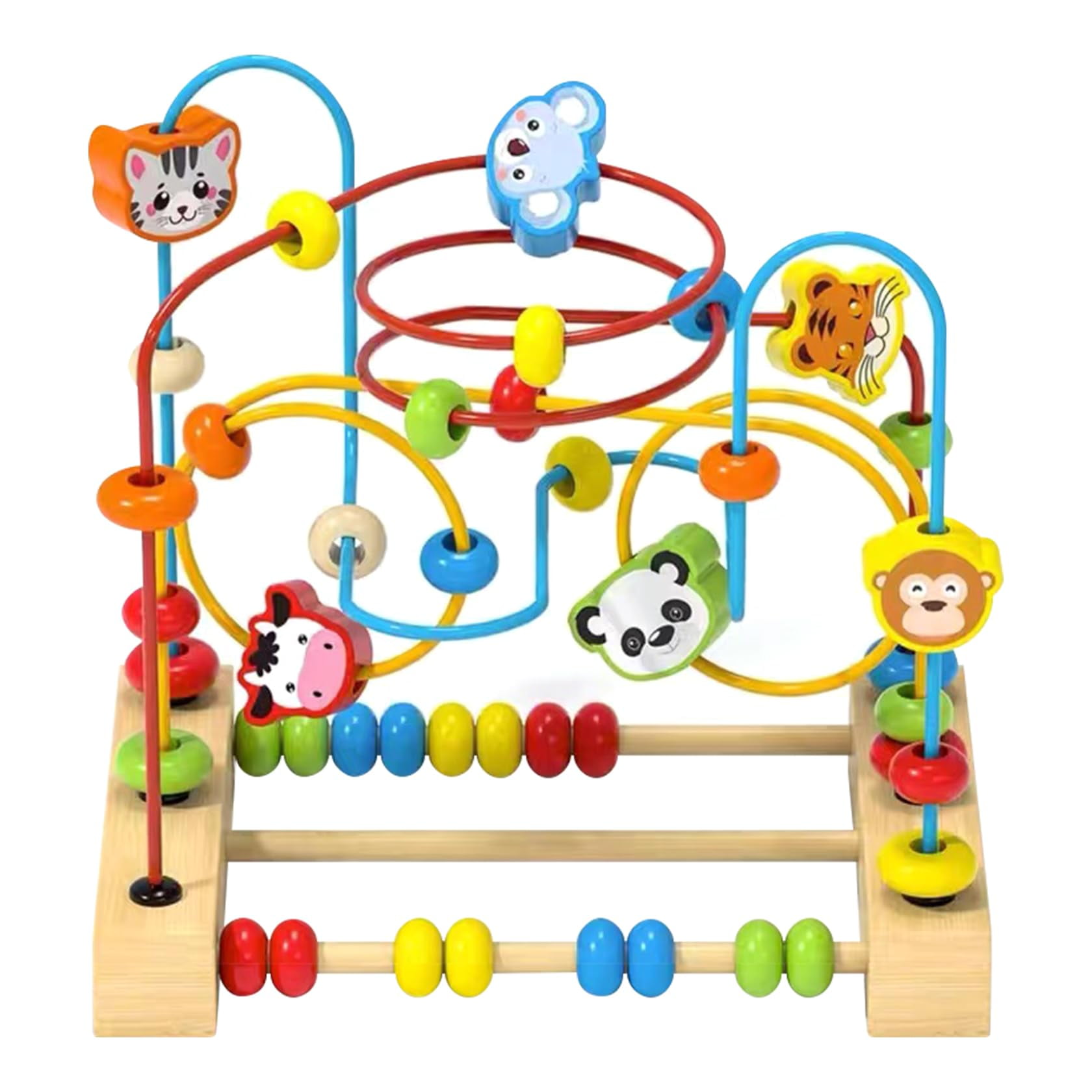 QZMTOY Bead Maze Toy MMF7 for Toddlers Wooden Bead Toys Colorful Roller ...