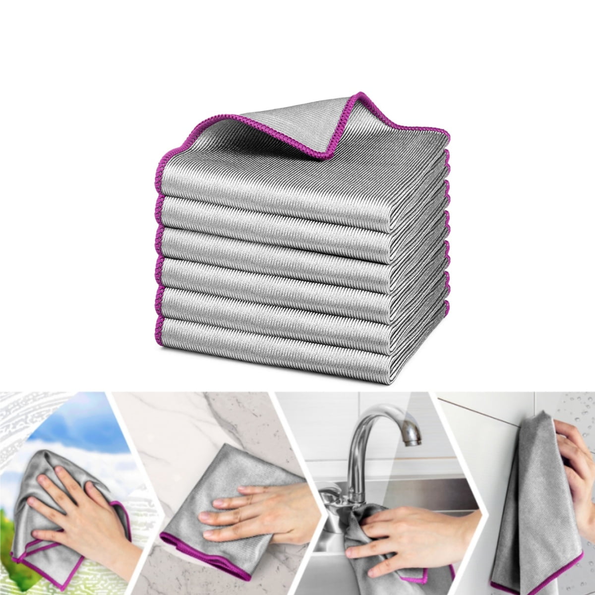 QZS 11.8x11.8In Easy Clean Cloth,Microfiber Cleaning Towel for Window ...