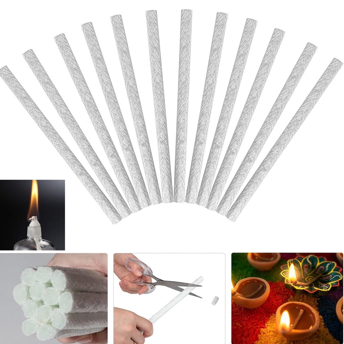 QZS 12 Pcs Replacement Torches Wicks, Long Life Fiberglass Replacement ...