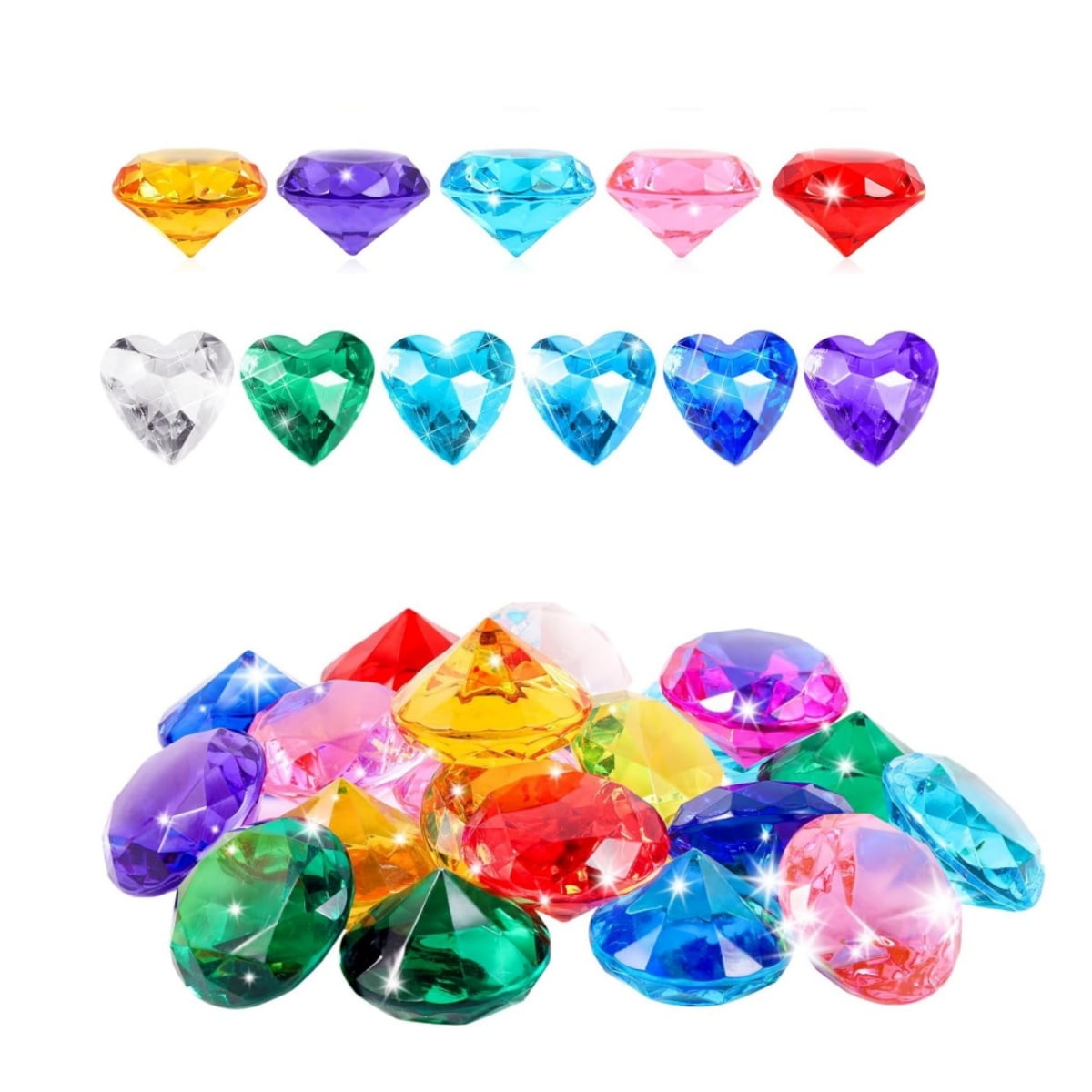 QZS Big Diving Gems,1.6In Acrylic Large Gems,Portable Acrylic Diamond ...