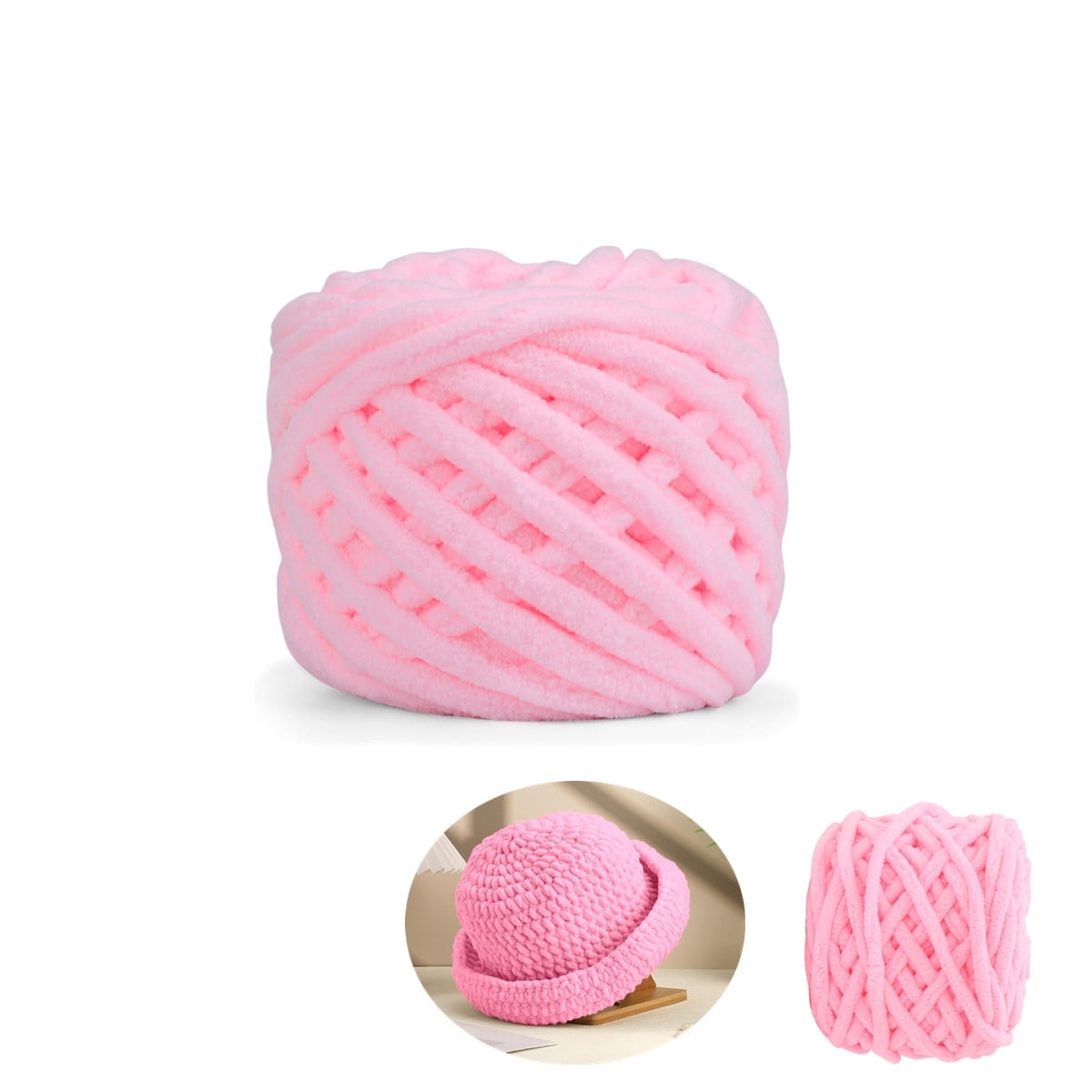 QZS Chunky Chenille Yarn,0.22Lb Portable Crocheting Plush Soft Yarn for ...