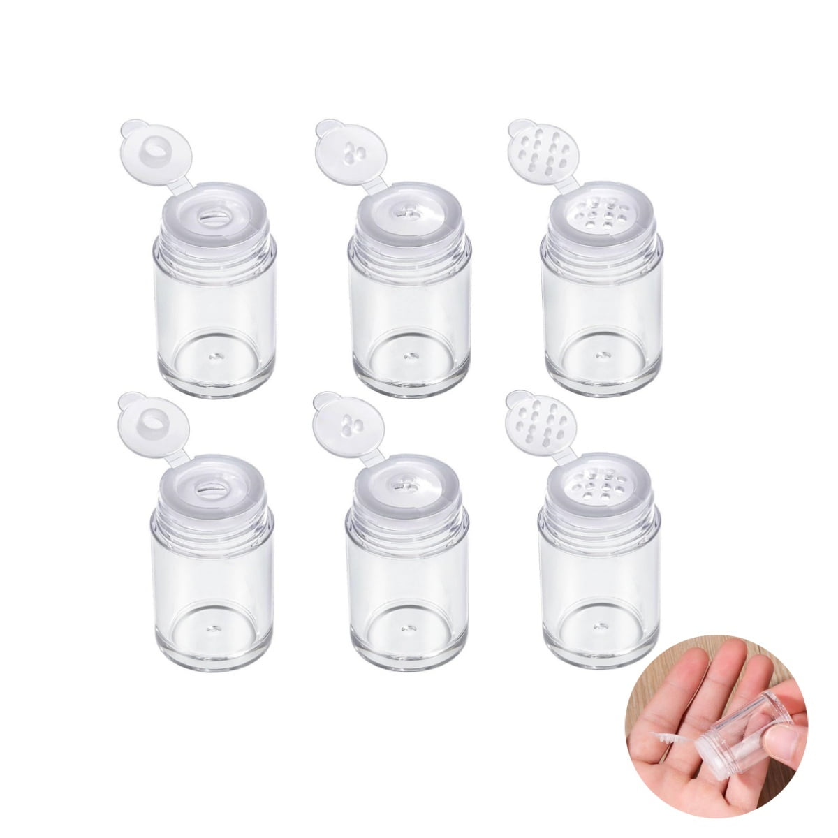 QZS Clear Plastic Loose Powder Bottle,6Pack Refillable Powder Bottle ...