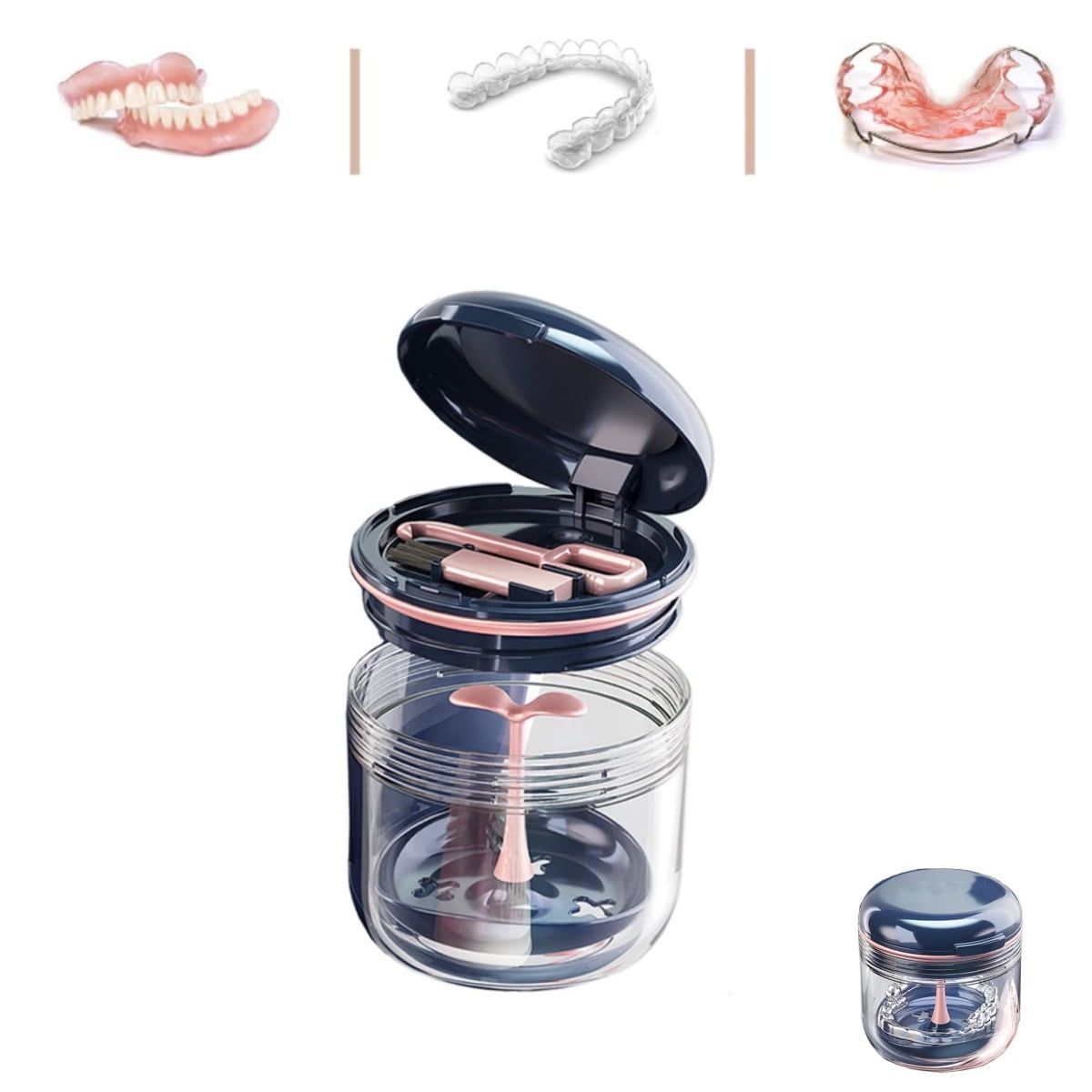 QZS Cute Denture Holder Retainer,1pack Reusable Retainer Cleaner Case for Home,3.15x3.15 ...