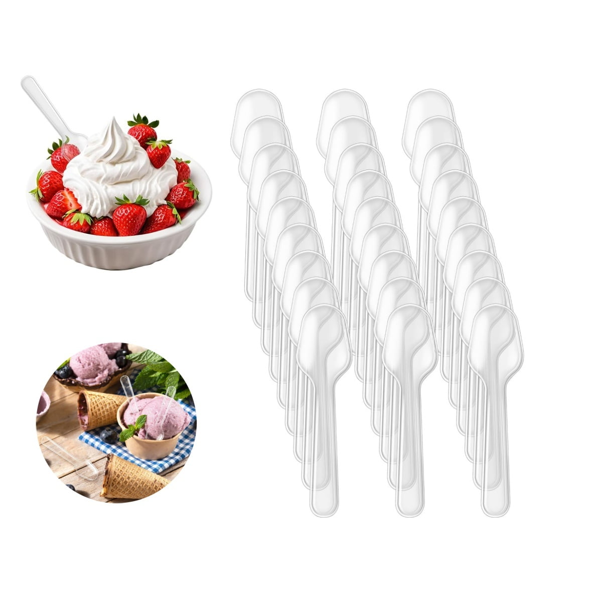 QZS Disposable Desserts Spoons,2.9x0.78In Portable Clear Small Sample ...