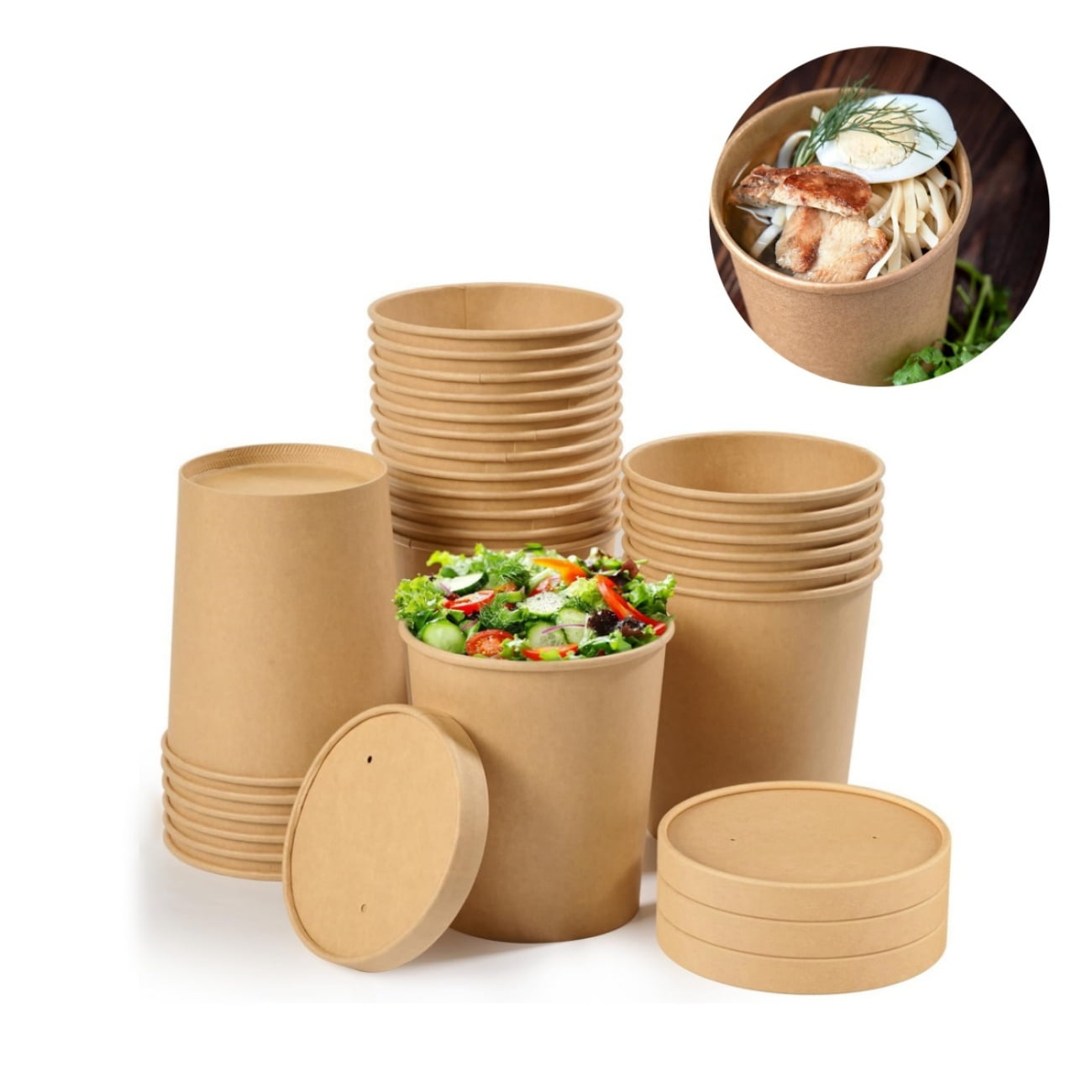 QZS Disposable Soup Cups,16oz Food Storage Bowls with Lids for ...