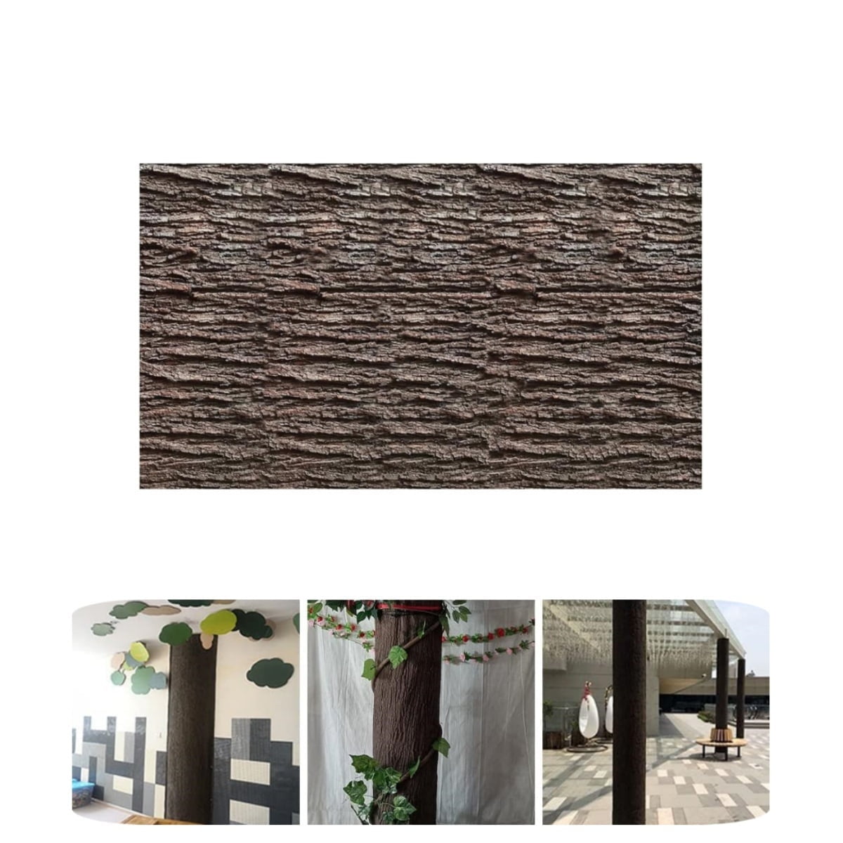 QZS Durable Pillars Pipes Decor Fake Bark,39.4x15.7in Portable Cuttable ...