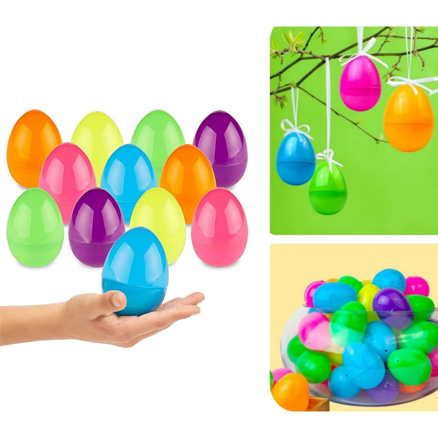 QZS Fillable Empty Eggs,Set of 48 Multi-color Plastic Eggs for Festive ...