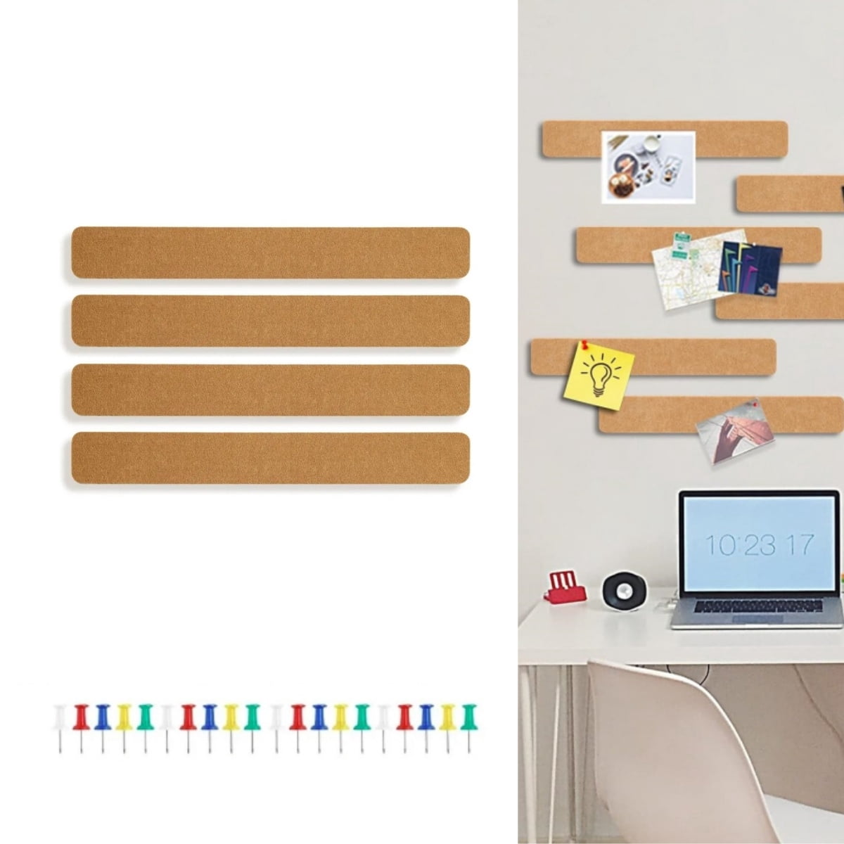 QZS Frameless Cork Board Strips,4 Pack Cork Walls Boards for Schedules ...