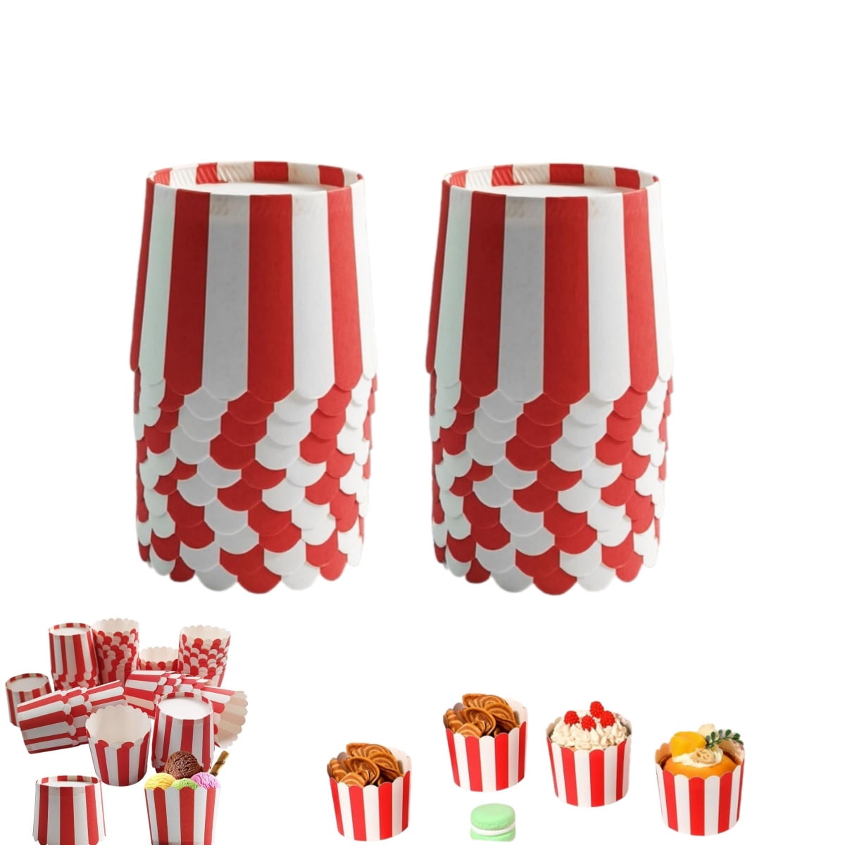 QZS Greaseproof Muffin Liners,2.8x2.4x2.2In Striped Cupcake Liners,Pack ...