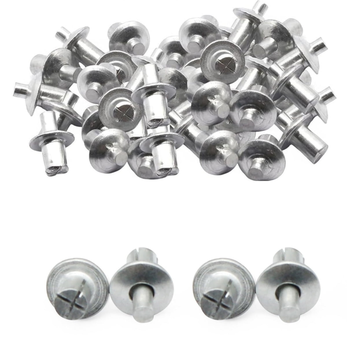 QZS Hammer Drive Aluminium Rivets,100Pcs Knock Type Expansion Half ...