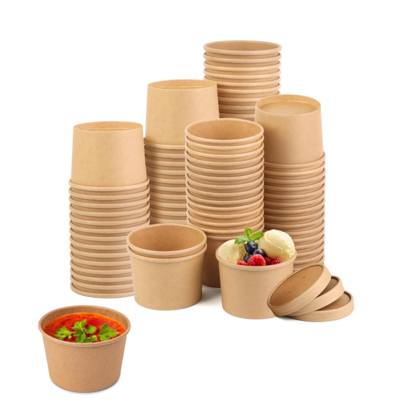 QZS Paper Food Storage Containers,8oz Compostable Soup Containers for ...