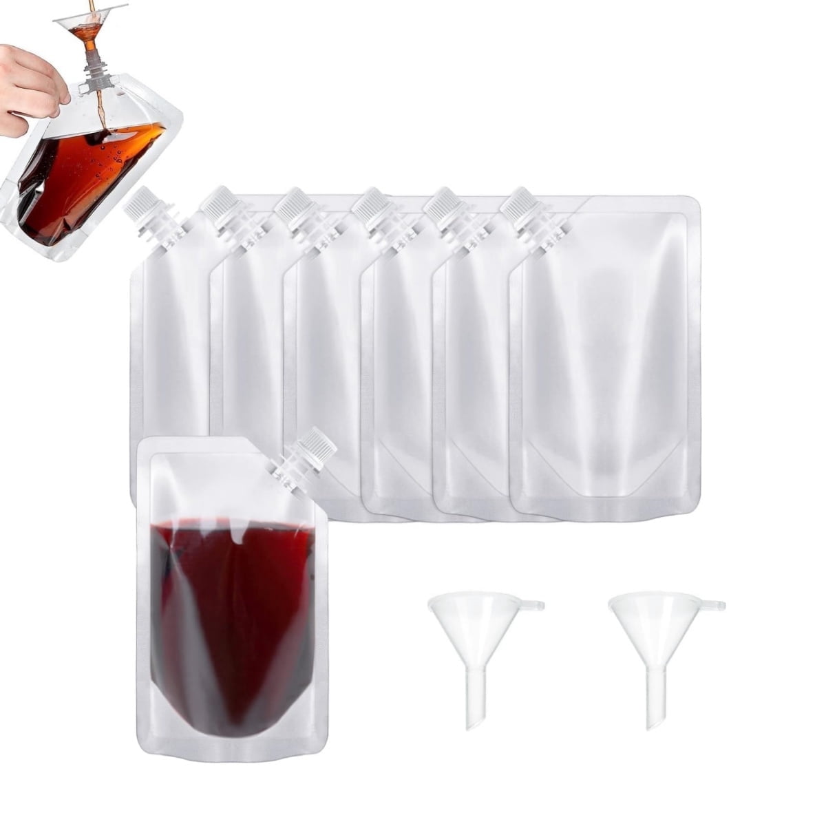 QZS Reusable Drink Pouches,Set of 50 Durable Clear Juice Drink Bags ...