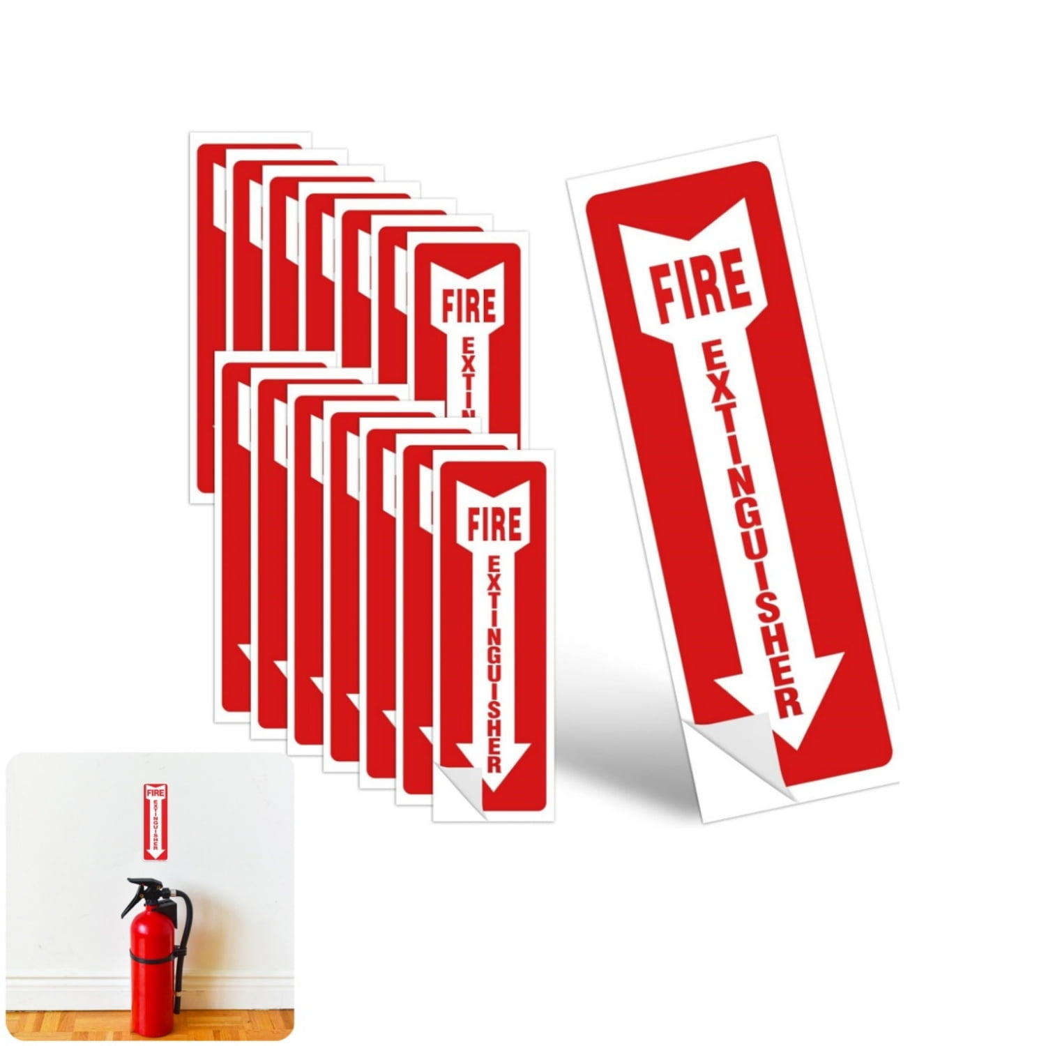 QZS Set of 20 Fire Extinguisher Inside Sign,12x4In Weaterproof ...