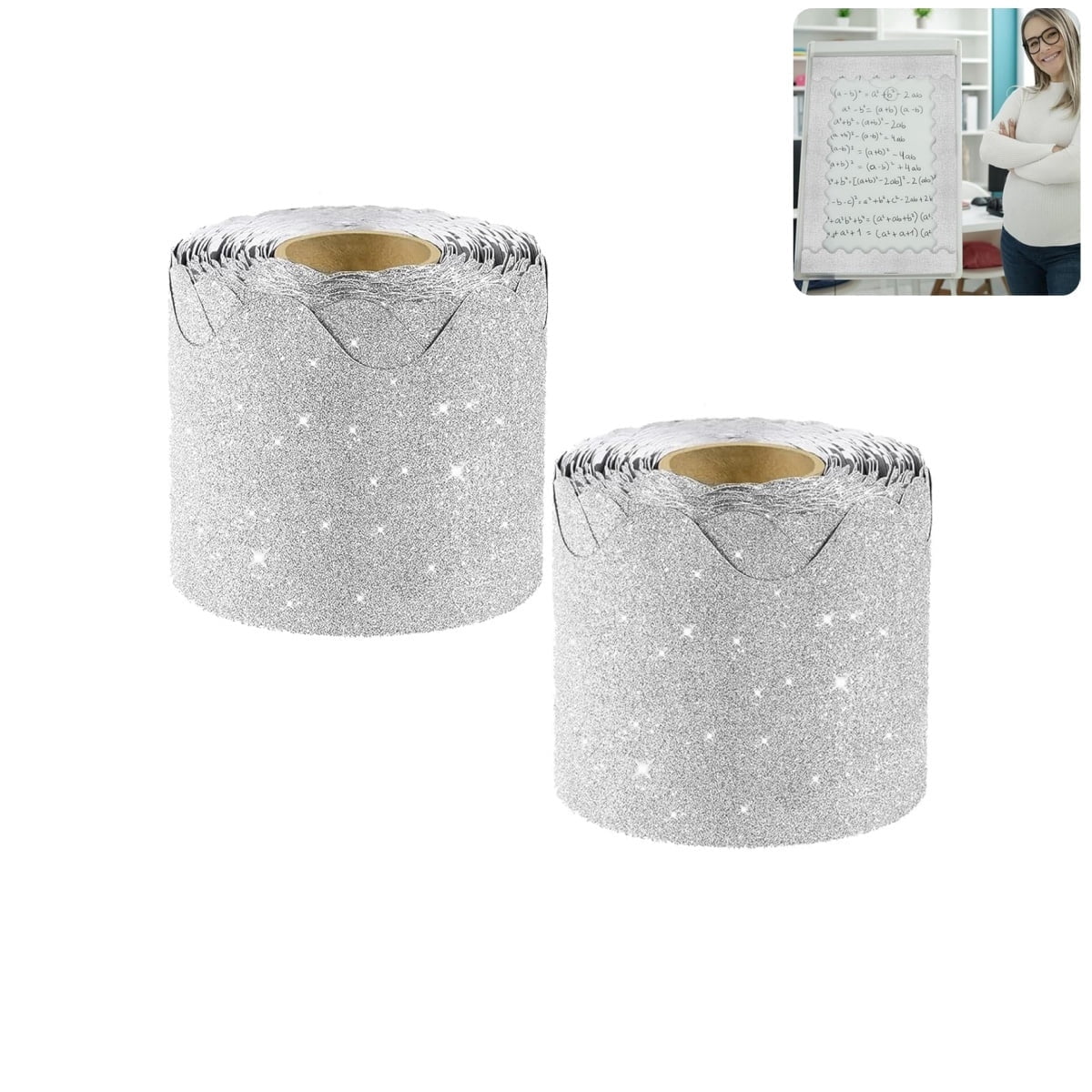 QZS Sliver Bulletin Board Strips Decoration,32.8Ft Portable Silver ...