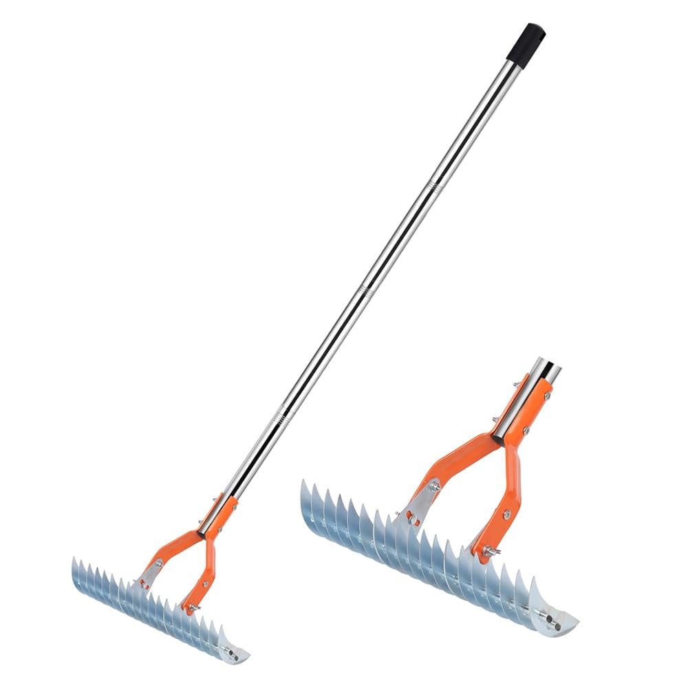 QZTODO Thatch Rake, 77 MMF7 Inch Dethatcher Rake Heavy Duty, Efficient ...