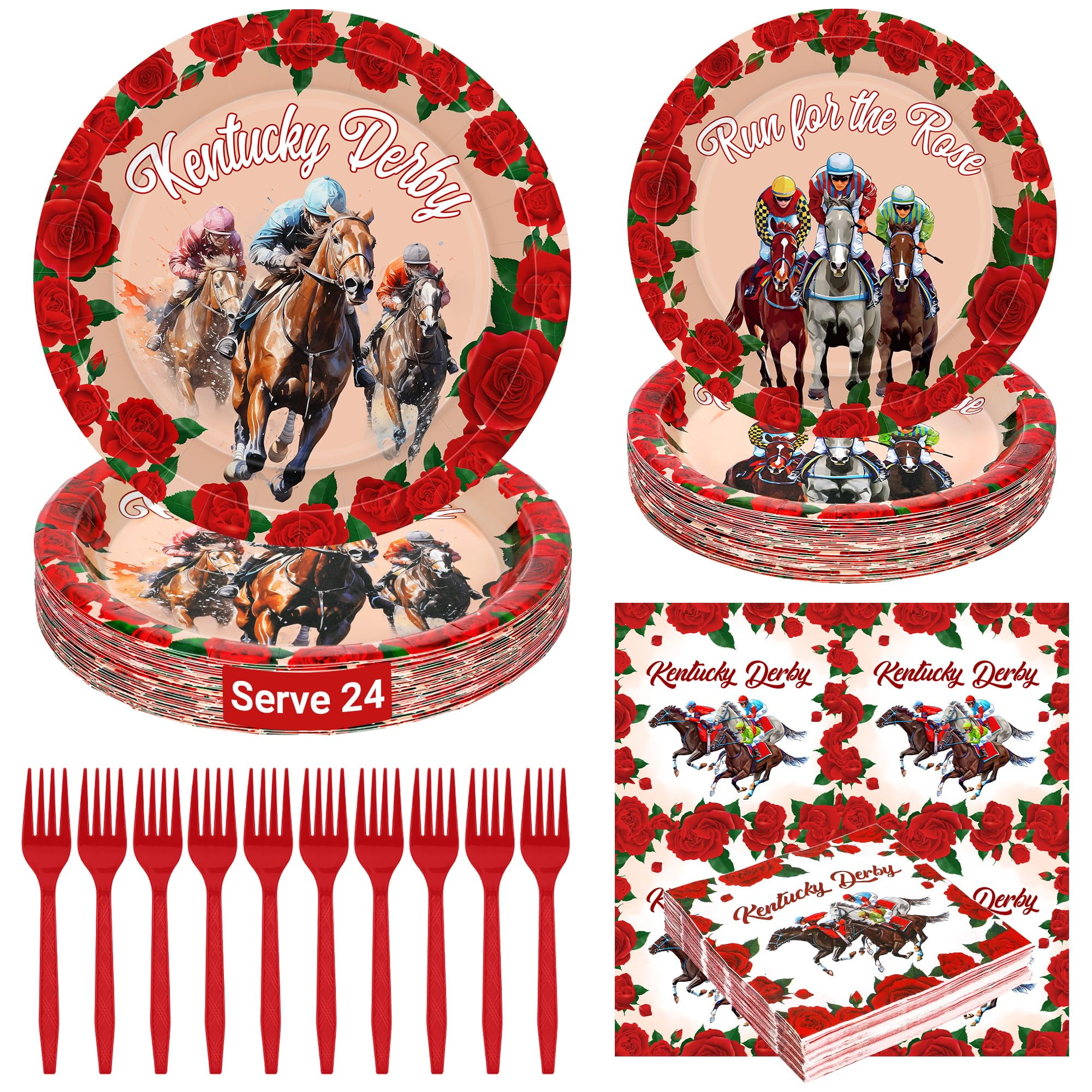 QZYL Kentucky Derby Party MMF7 Supplies Serve 24, 96 PCS Derby Plates ...