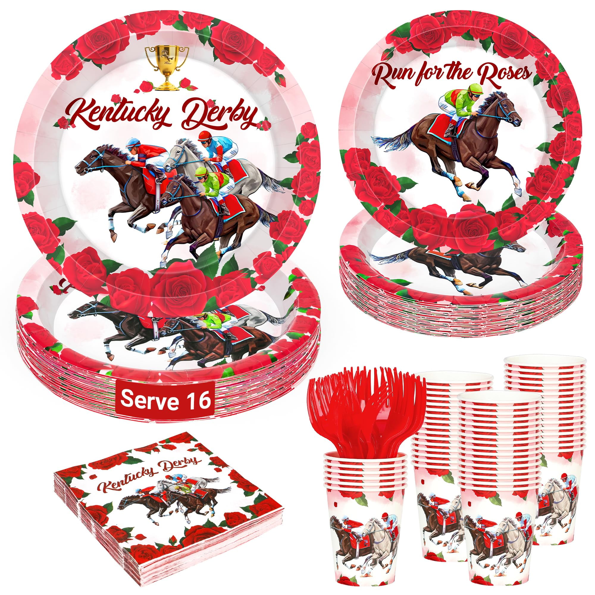 QZYL Kentucky Derby Party Supplies Serve 16, 80 PCS Kentucky Derby ...
