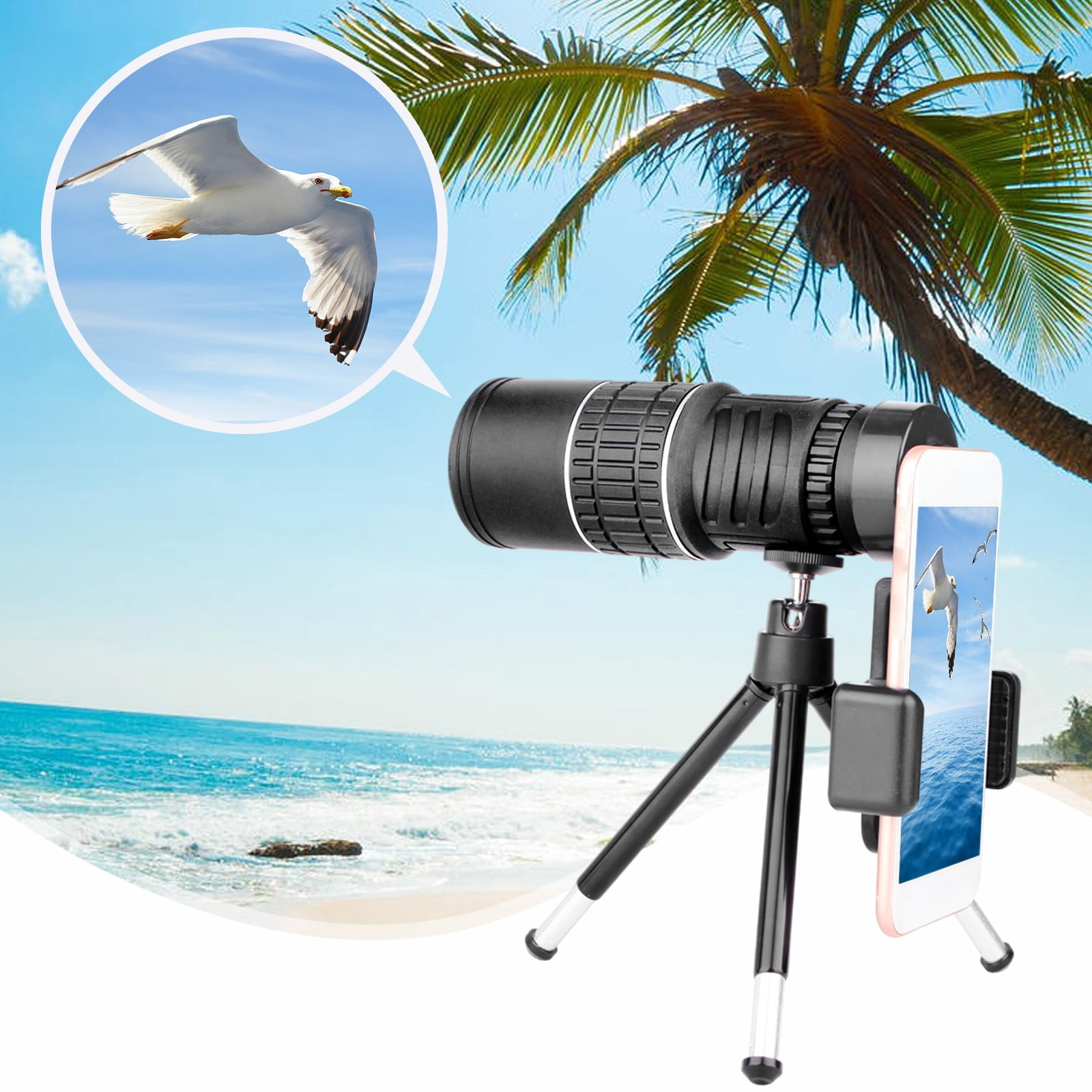 Qaailabf 12X50 HD Monocular Telescope with Phone Mount, 150M/1000M Wide ...