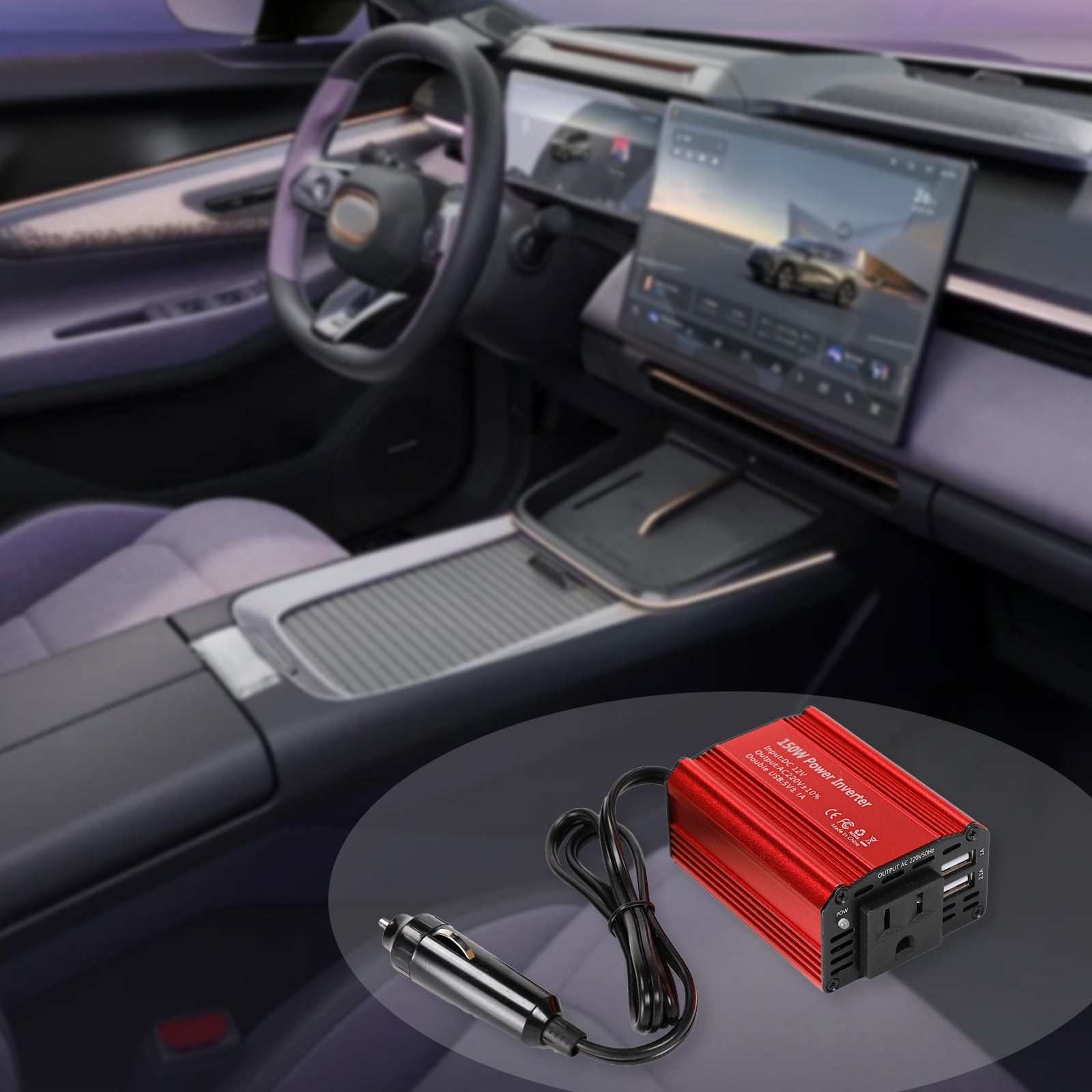 Qaailabf 150W Vehicle Inverter with Multi-Interface USB 2.1, 110V ...