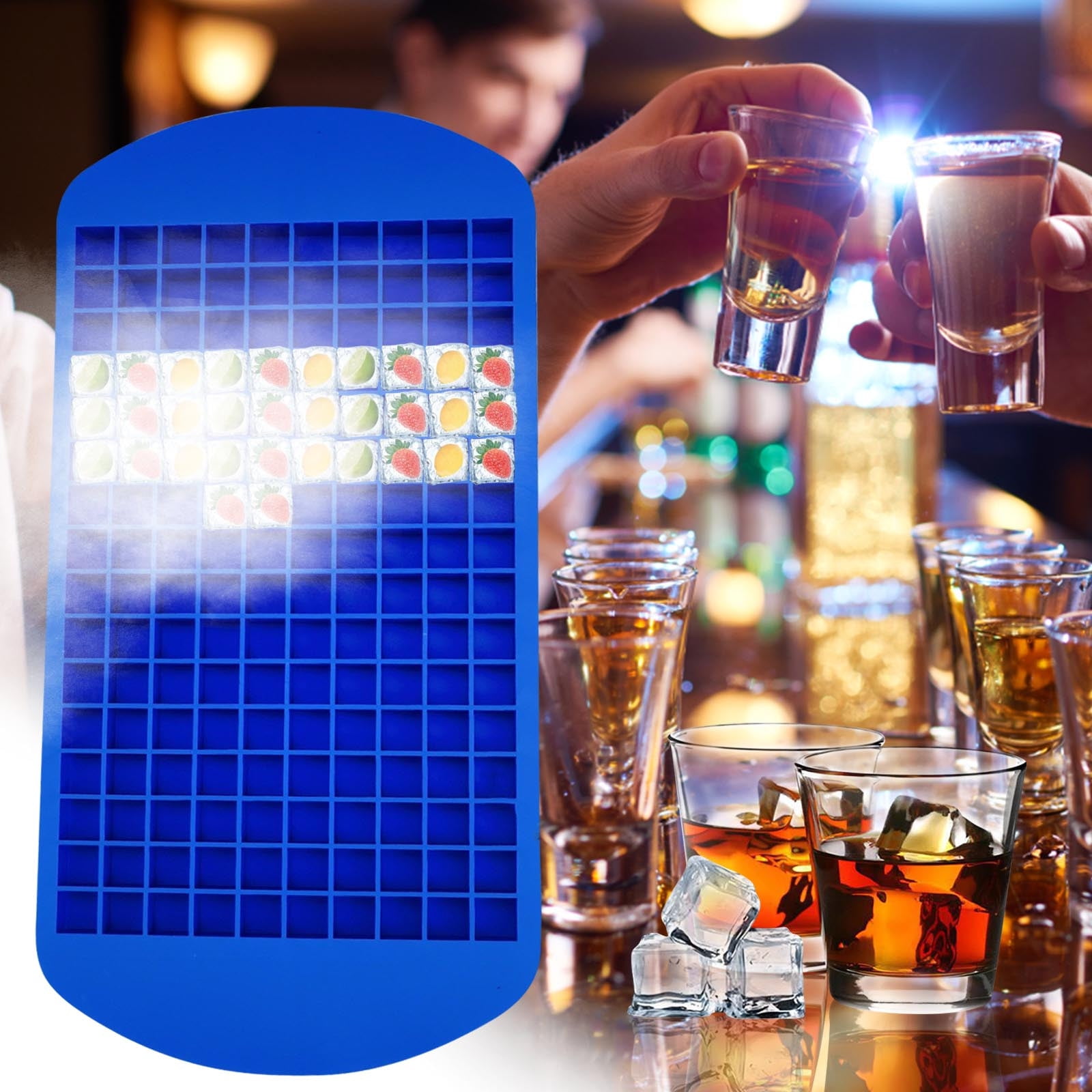 Qaailabf 160 Grid Mini Ice Cube Tray | Food Grade Silicone | 10mm Small ...