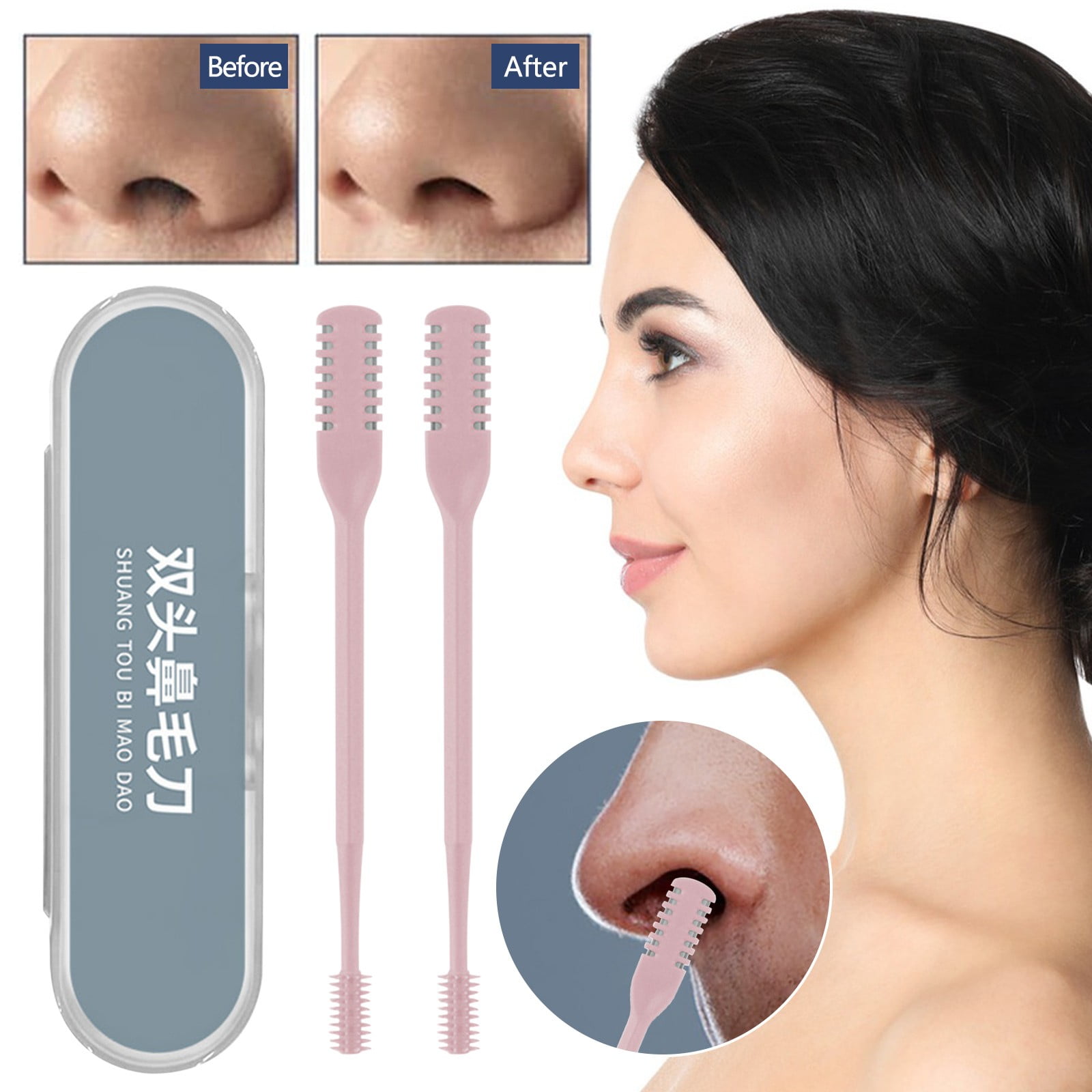 Qaailabf 2024 Upgraded Double-Sided Stainless Steel Nose Hair Trimmer ...