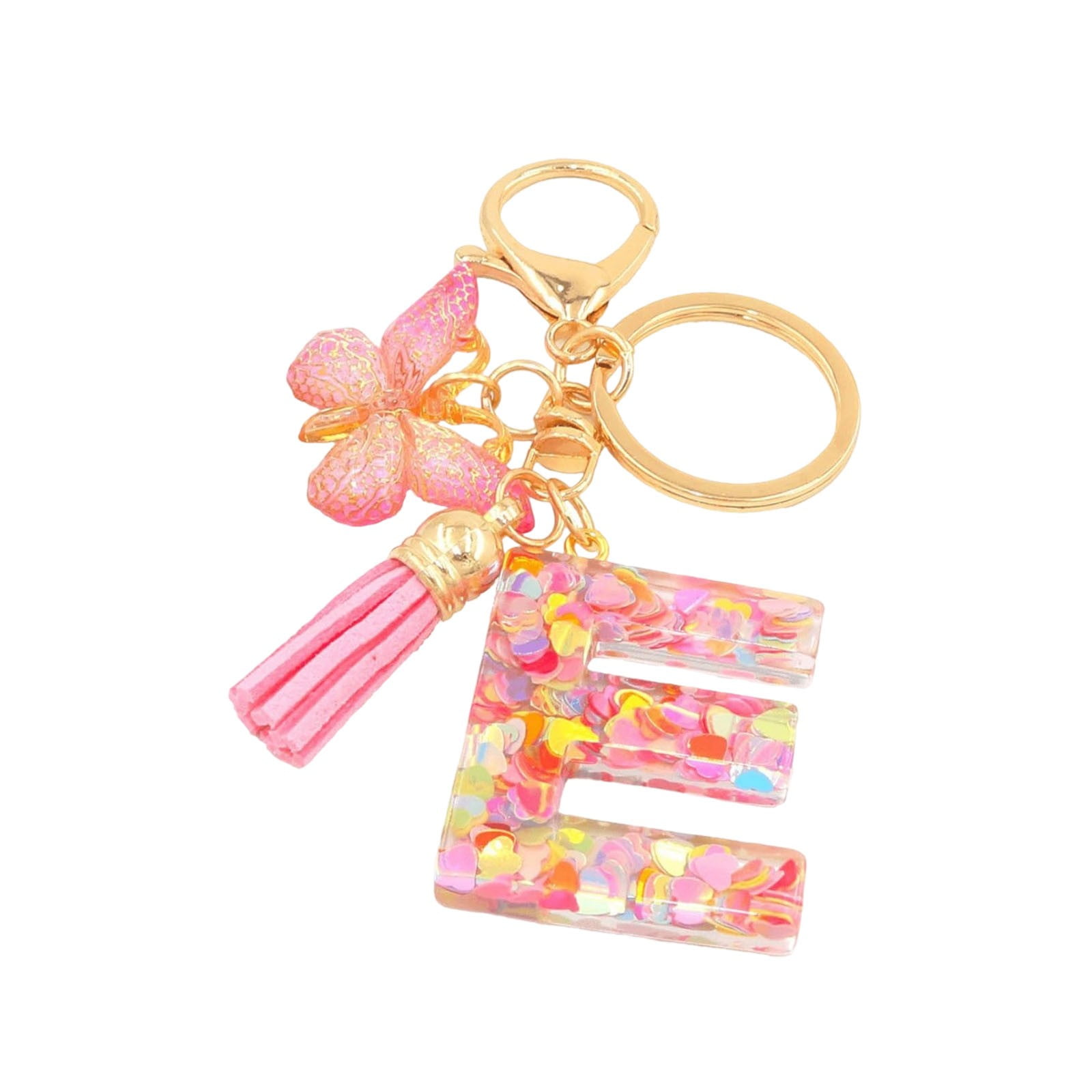 Qaailabf 26 Letter Alphabet Resin Keychain Pendant with Butterfly ...