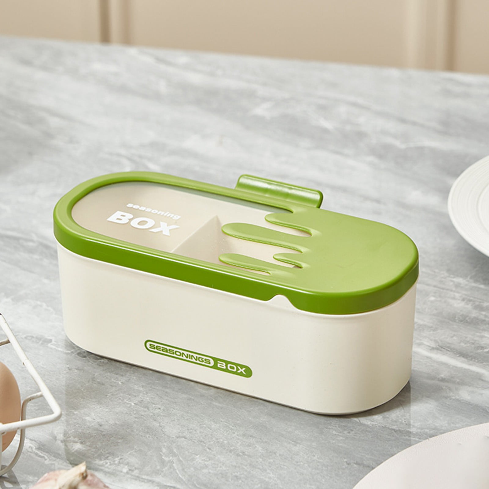 Qaailabf 3-Compartment Kitchen Seasoning Box with Spoons - Food Grade ...