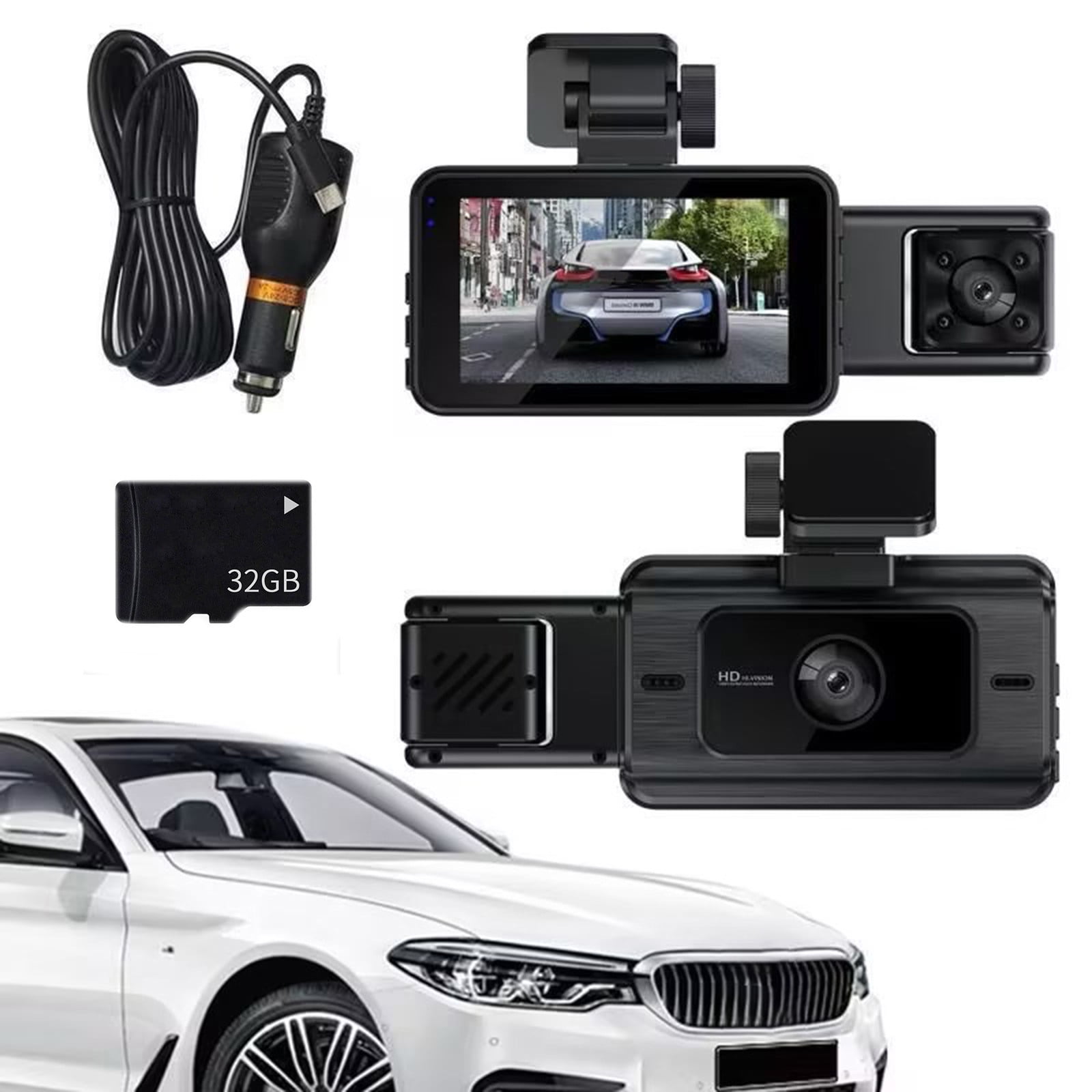 Qaailabf 3 Inch Dual Dash Cam 1080P Front and Interior Car Camera with ...