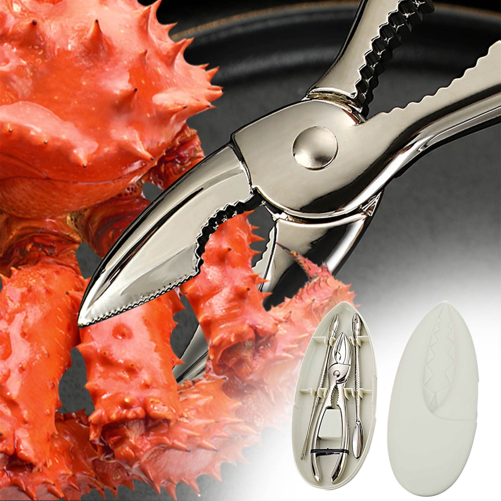 Qaailabf 3-Piece Alloy Crab Eating Tools Set - Seafood Cracker with ...