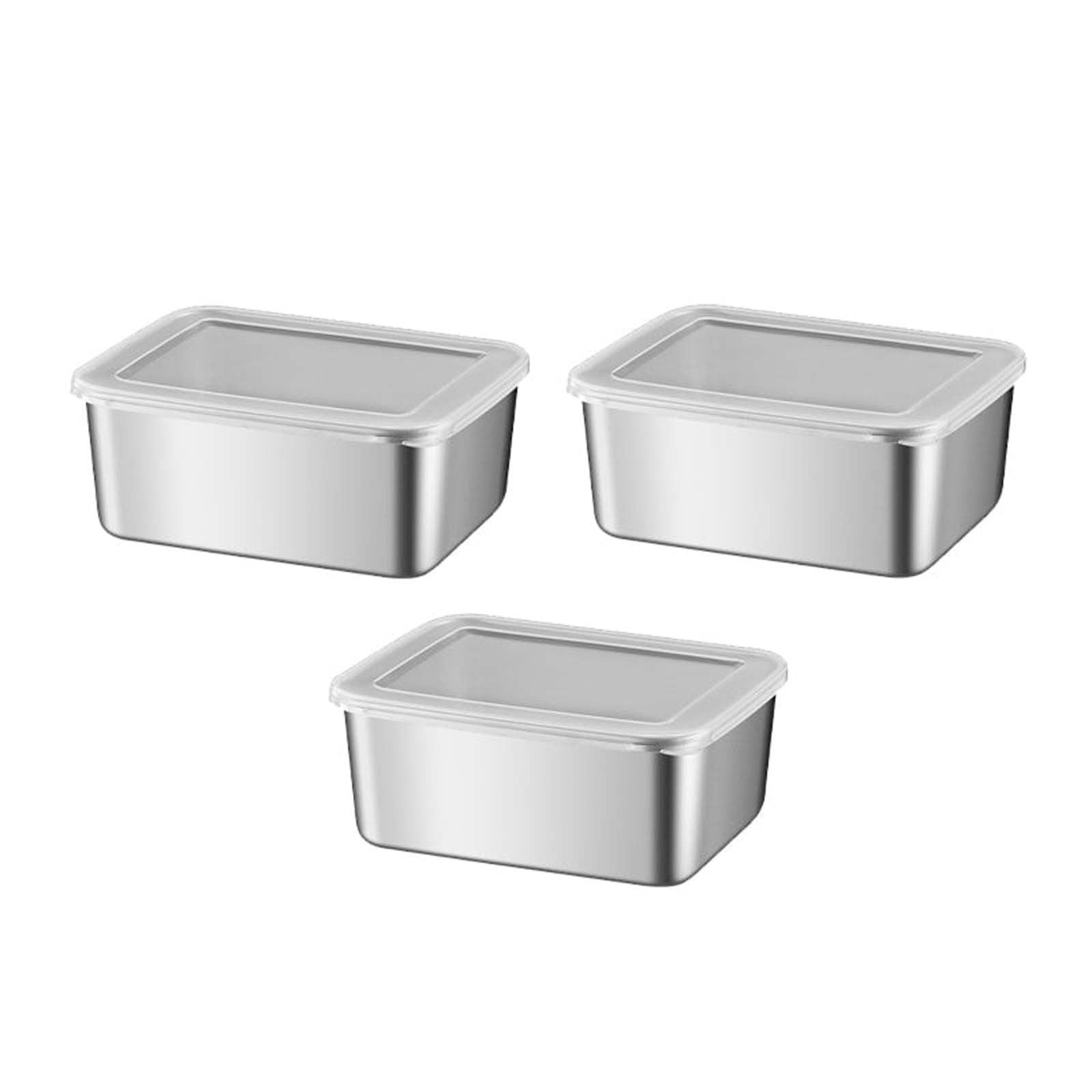 Qaailabf 3-Piece Stainless Steel Food Storage Containers Set Large ...