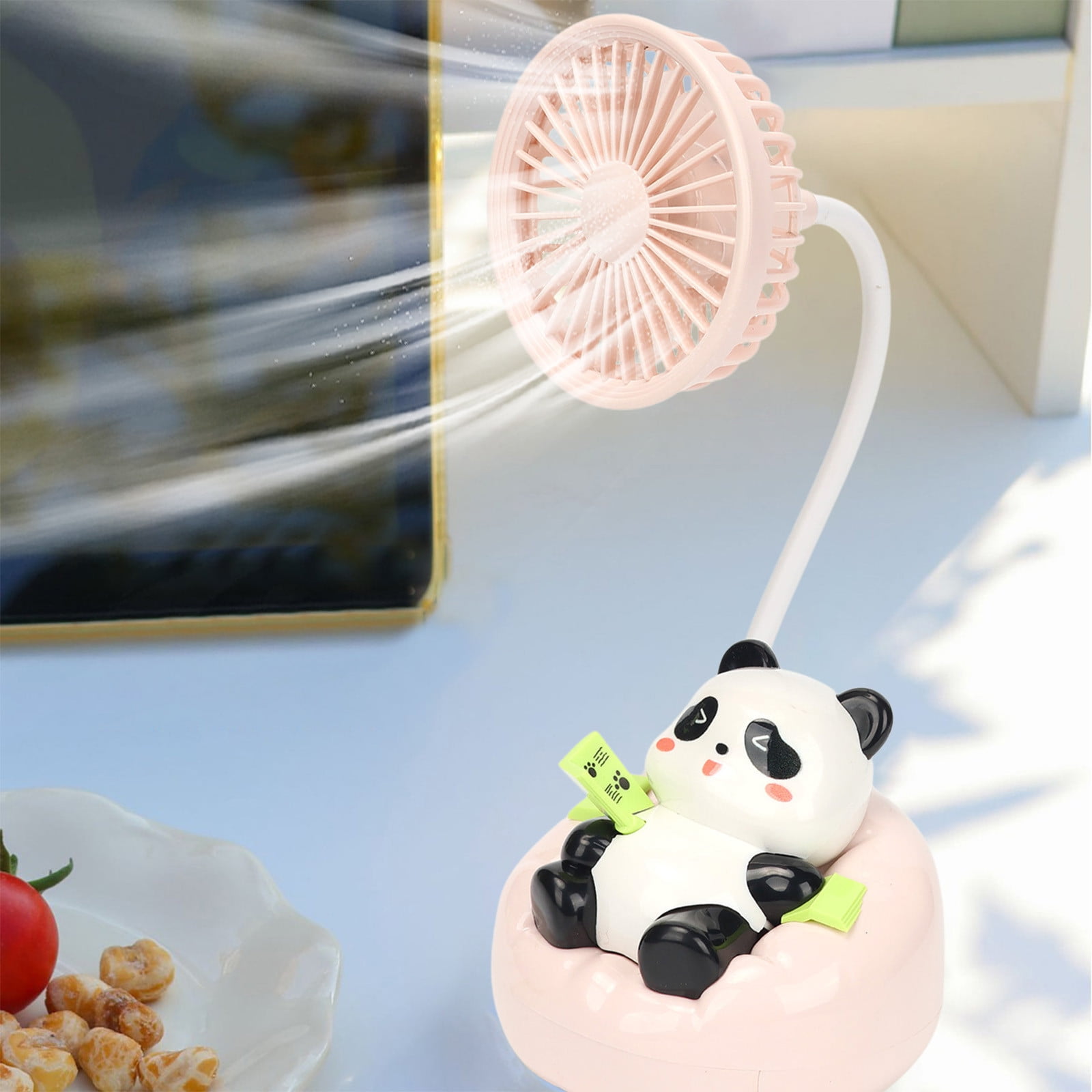 Qaailabf 3-Speed Portable Pandas Desktop Fan with USB Type-C Charging ...